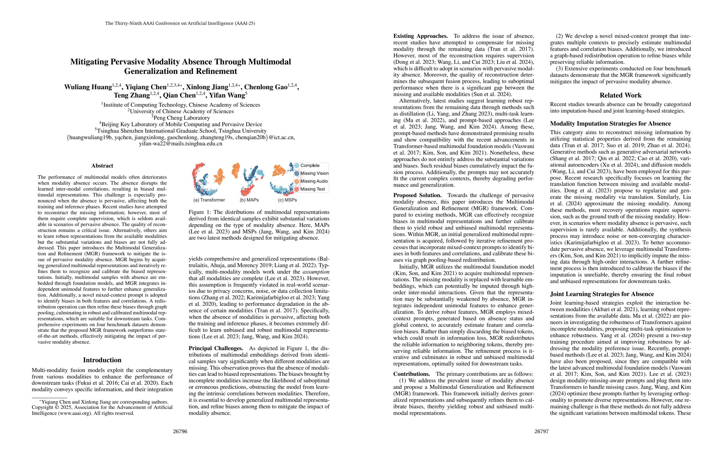 Mitigating Pervasive Modality Absence Through Multimodal Generalization and Refinement