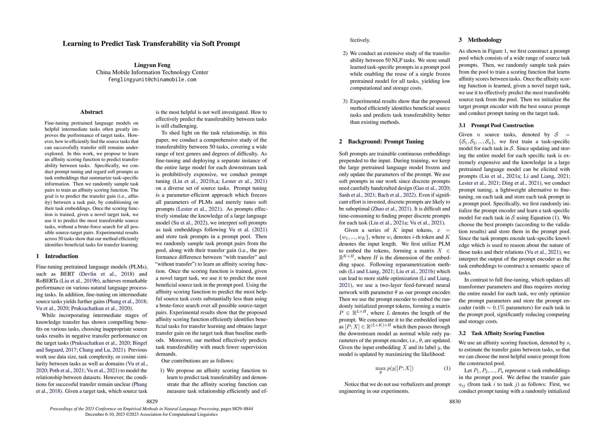Learning to Predict Task Transferability via Soft Prompt