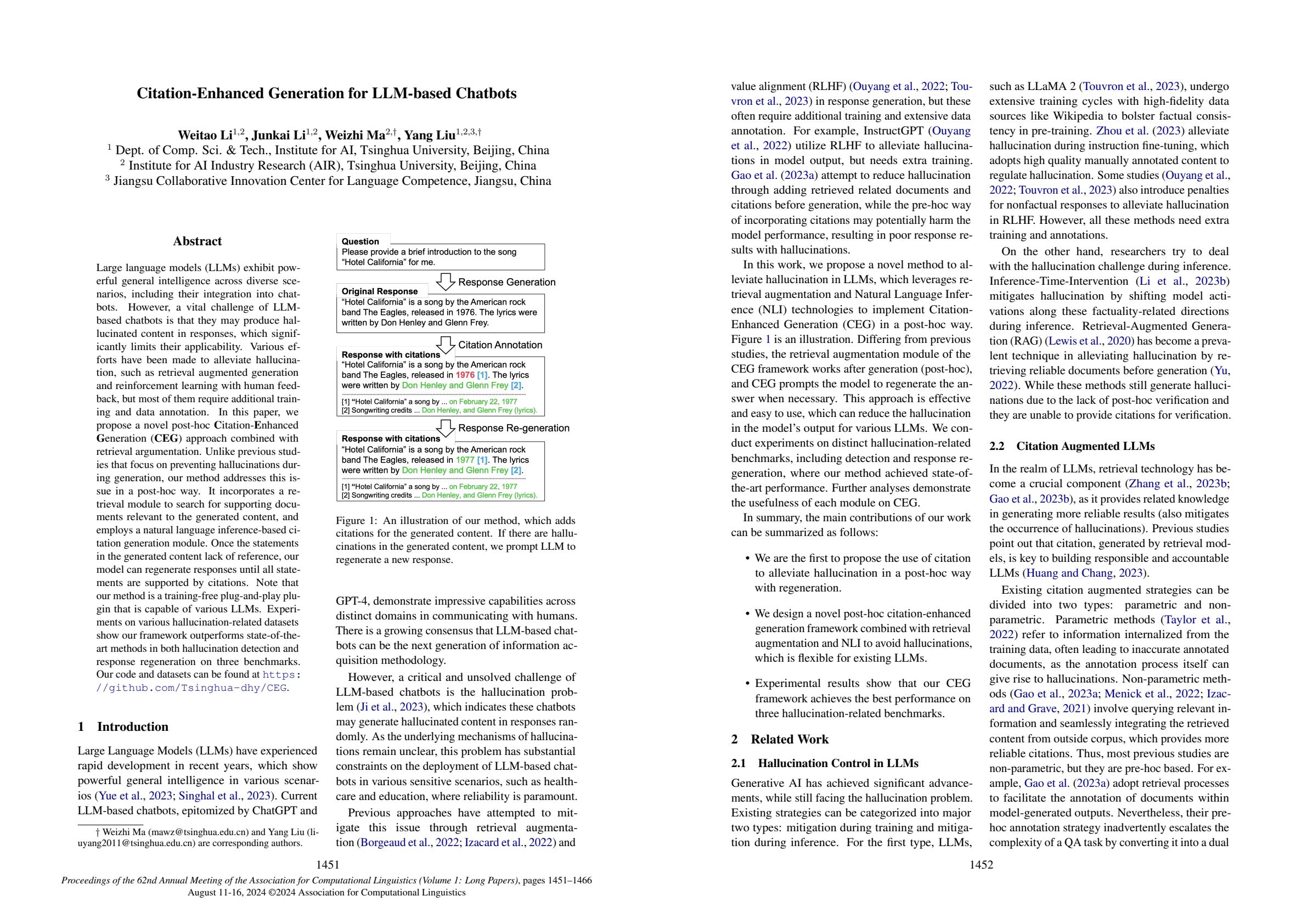 Citation-Enhanced Generation for LLM-based Chatbots