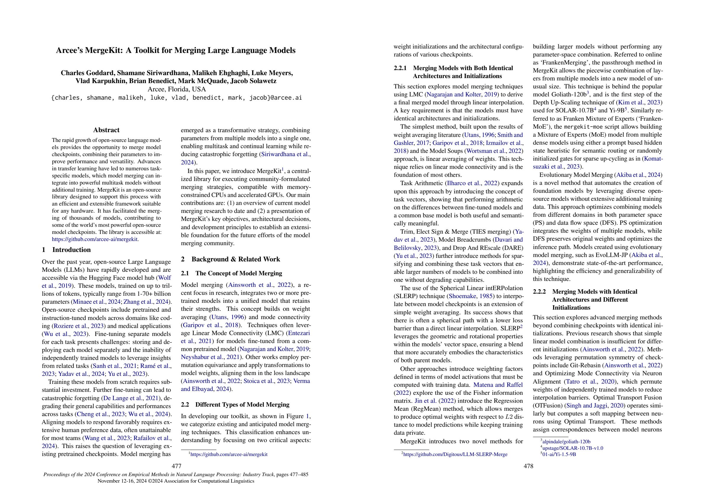 Arcee’s MergeKit: A Toolkit for Merging Large Language Models