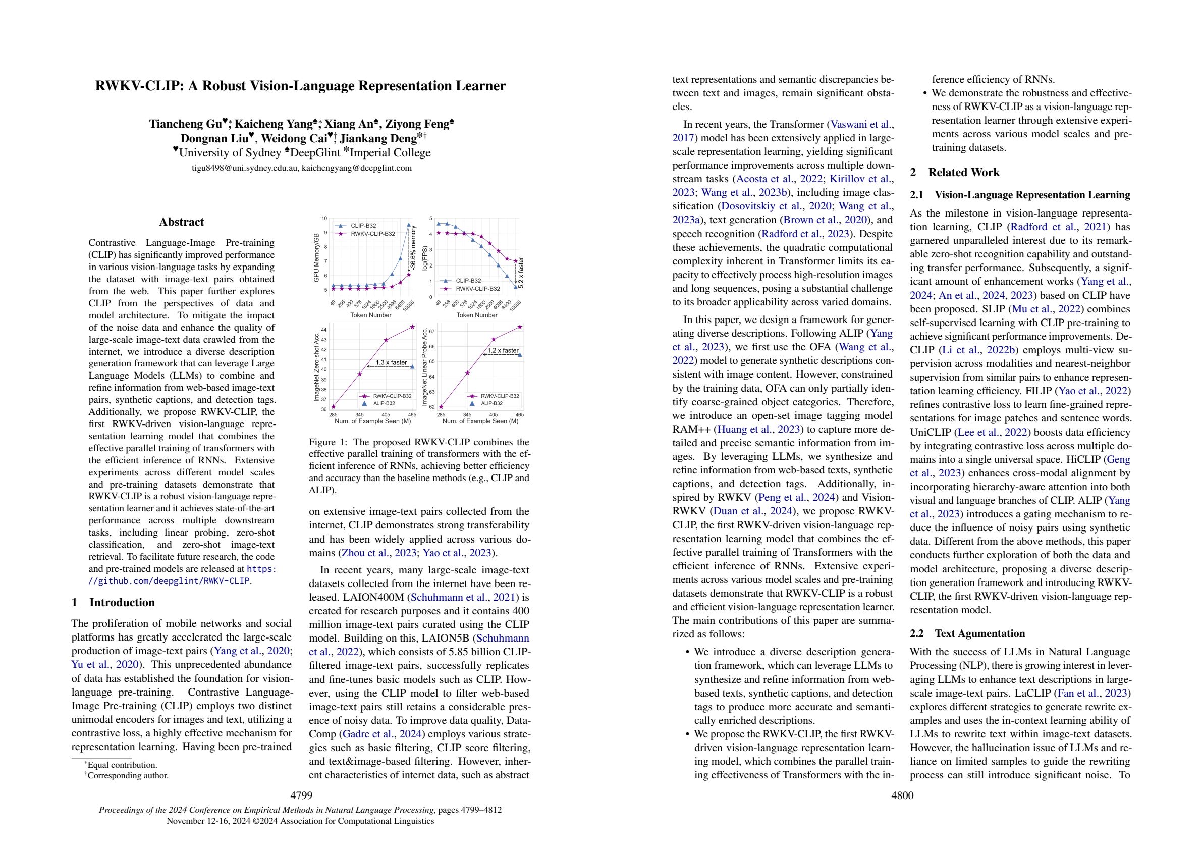 RWKV-CLIP: A Robust Vision-Language Representation Learner
