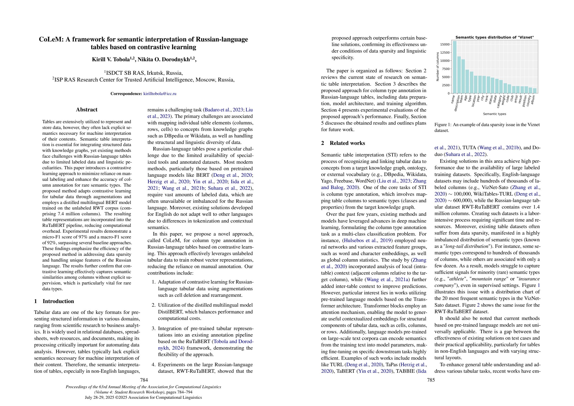 CoLeM: A framework for semantic interpretation of Russian-language tables based on contrastive ...