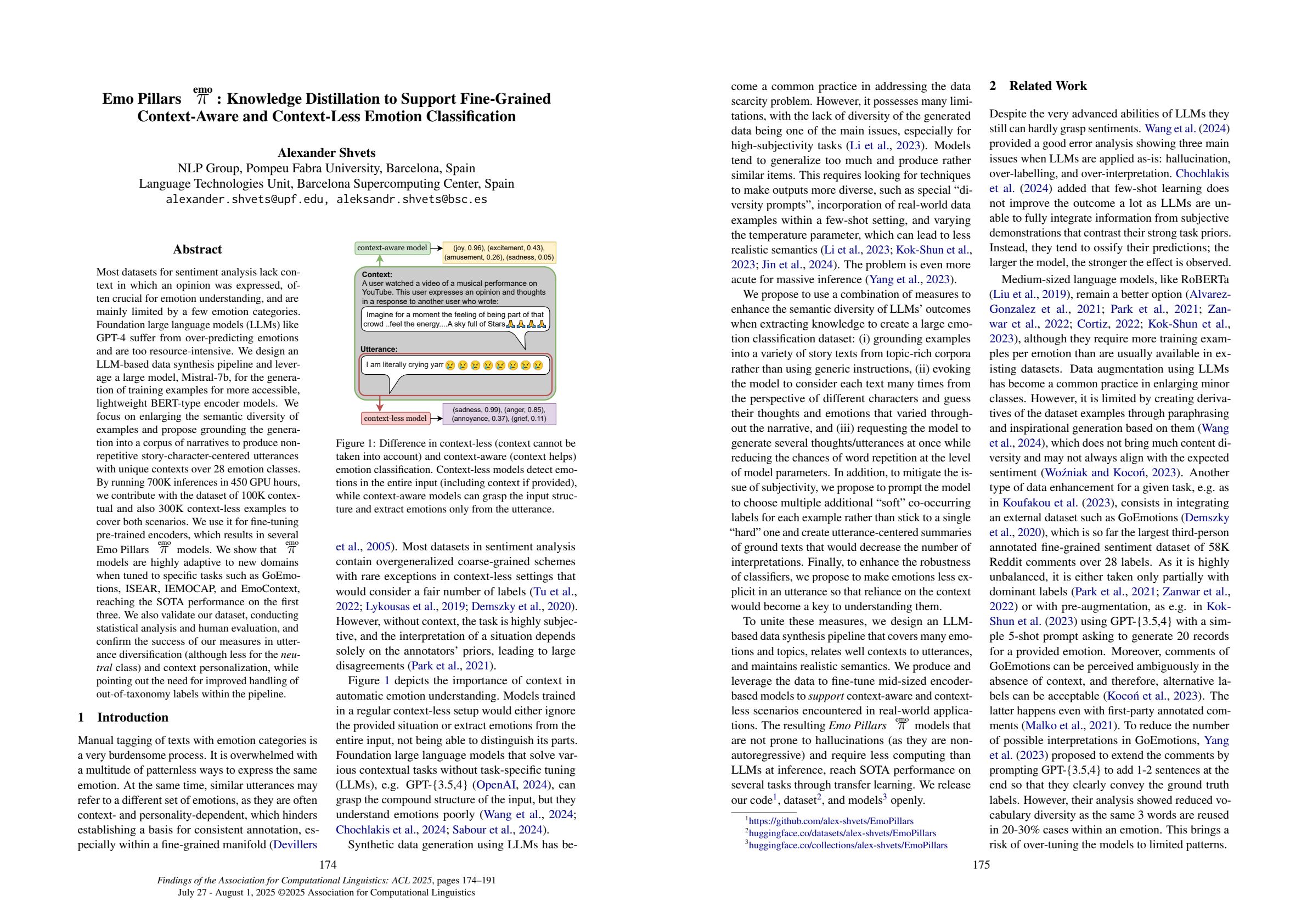 Emo Pillars: Knowledge Distillation to Support Fine-Grained Context-Aware and Context-Less ...