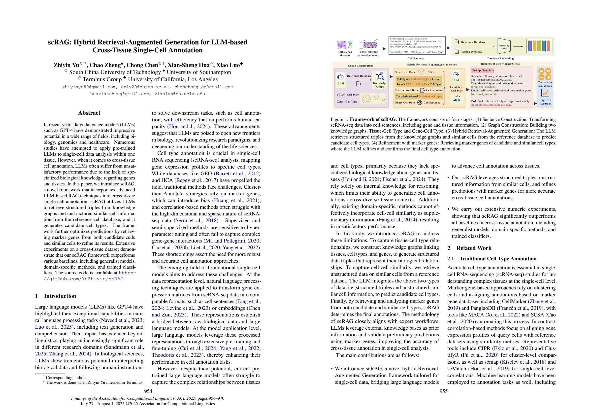 scRAG: Hybrid Retrieval-Augmented Generation for LLM-based Cross-Tissue ...