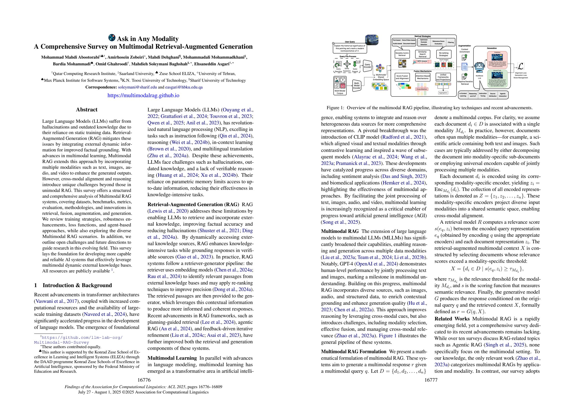 Ask in Any Modality: A Comprehensive Survey on Multimodal Retrieval-Augmented Generation