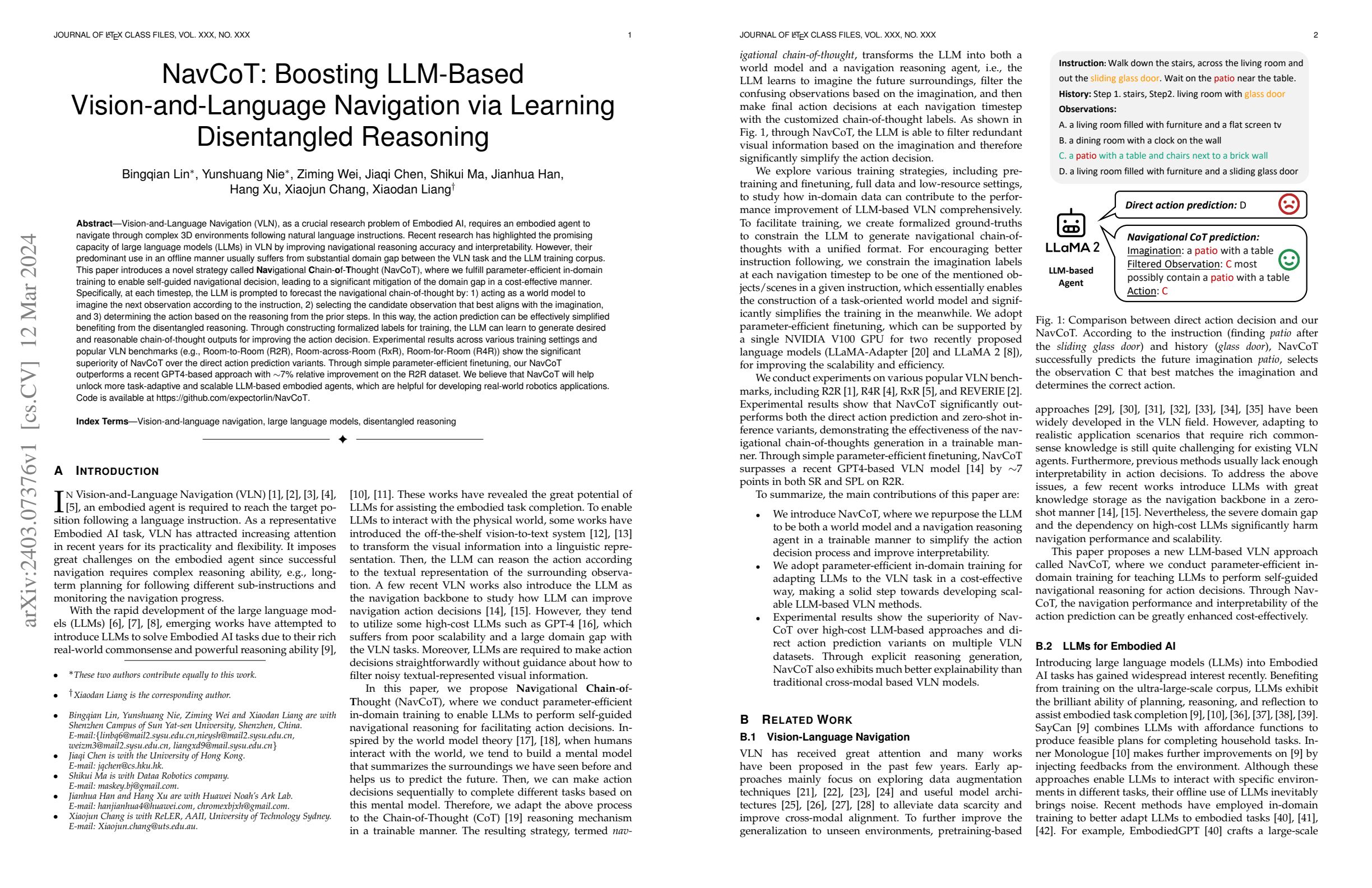 NavCoT: Boosting LLM-Based Vision-and-Language Navigation via Learning Disentangled Reasoning