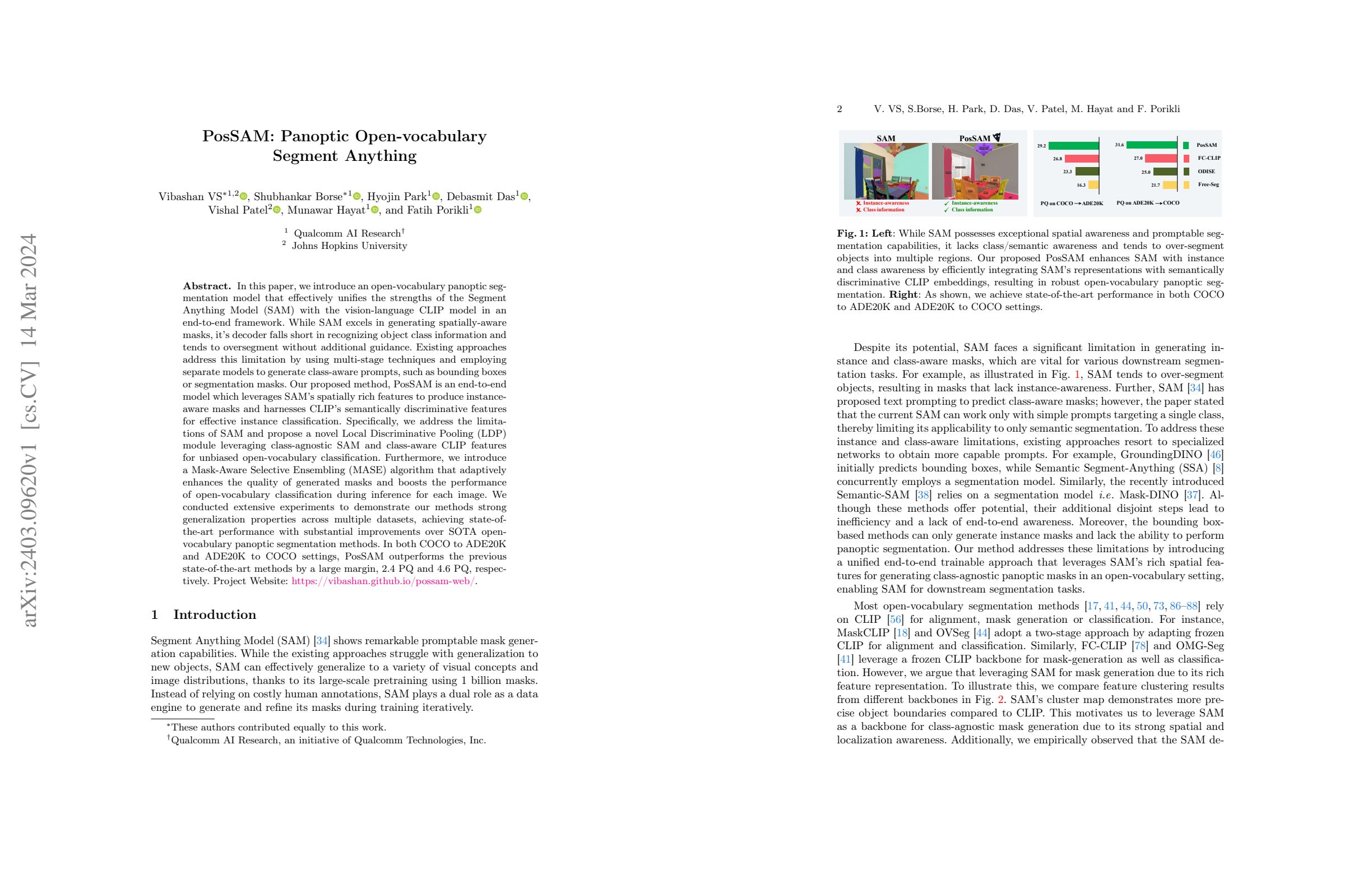 PosSAM: Panoptic Open-vocabulary Segment Anything