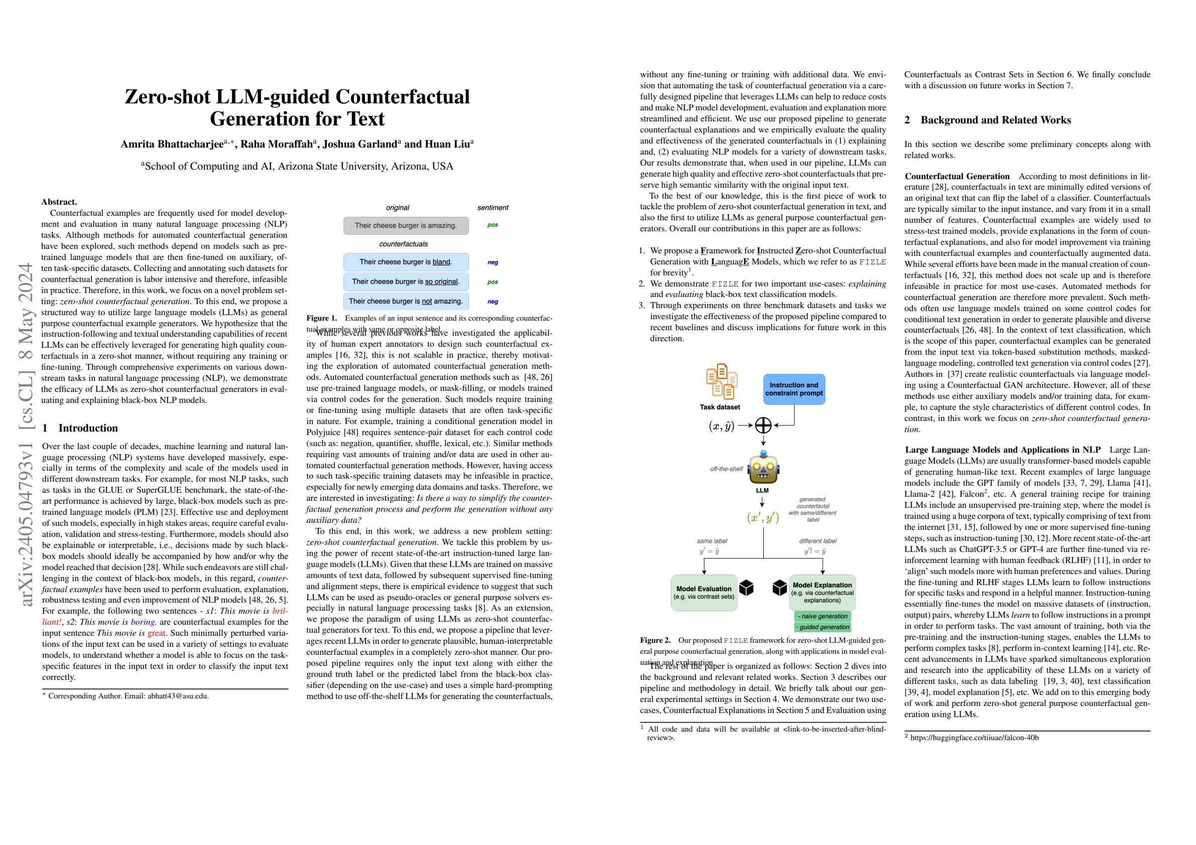 Zero-shot LLM-guided Counterfactual Generation for Text