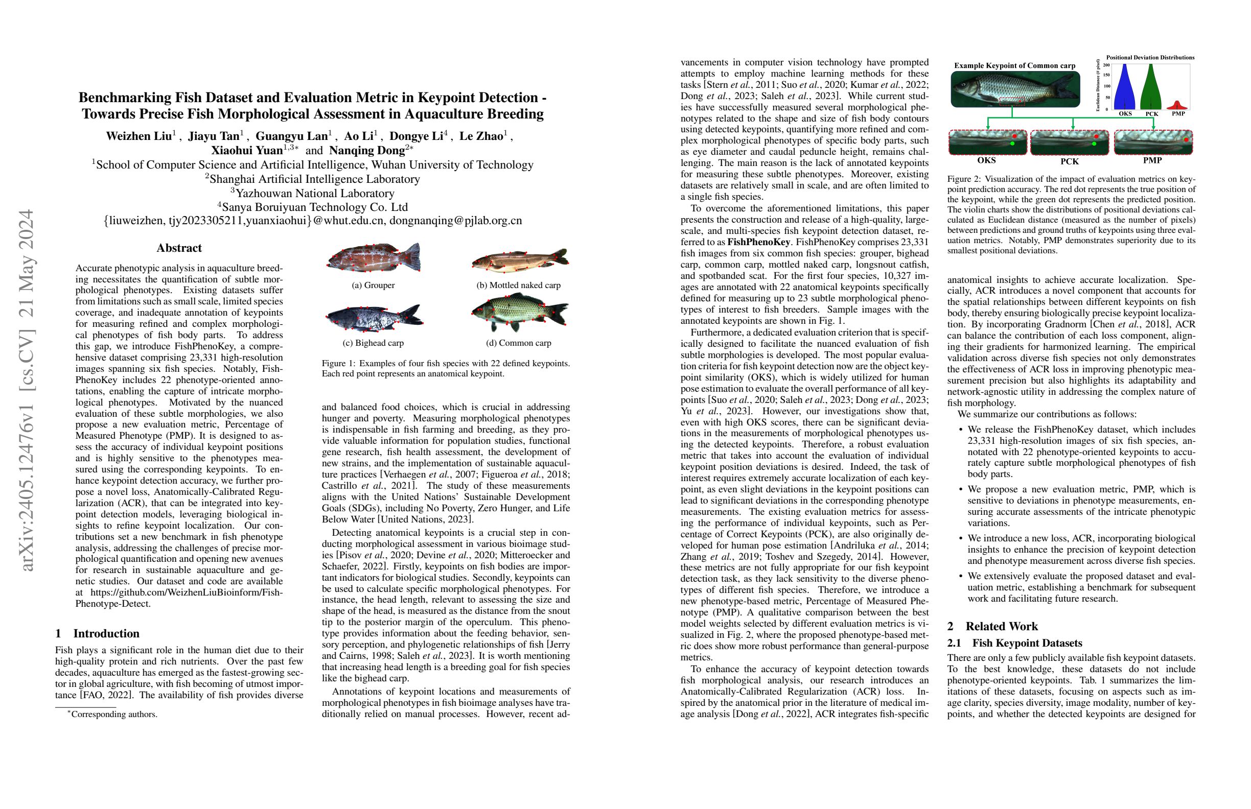 Benchmarking Fish Dataset and Evaluation Metric in Keypoint Detection ...