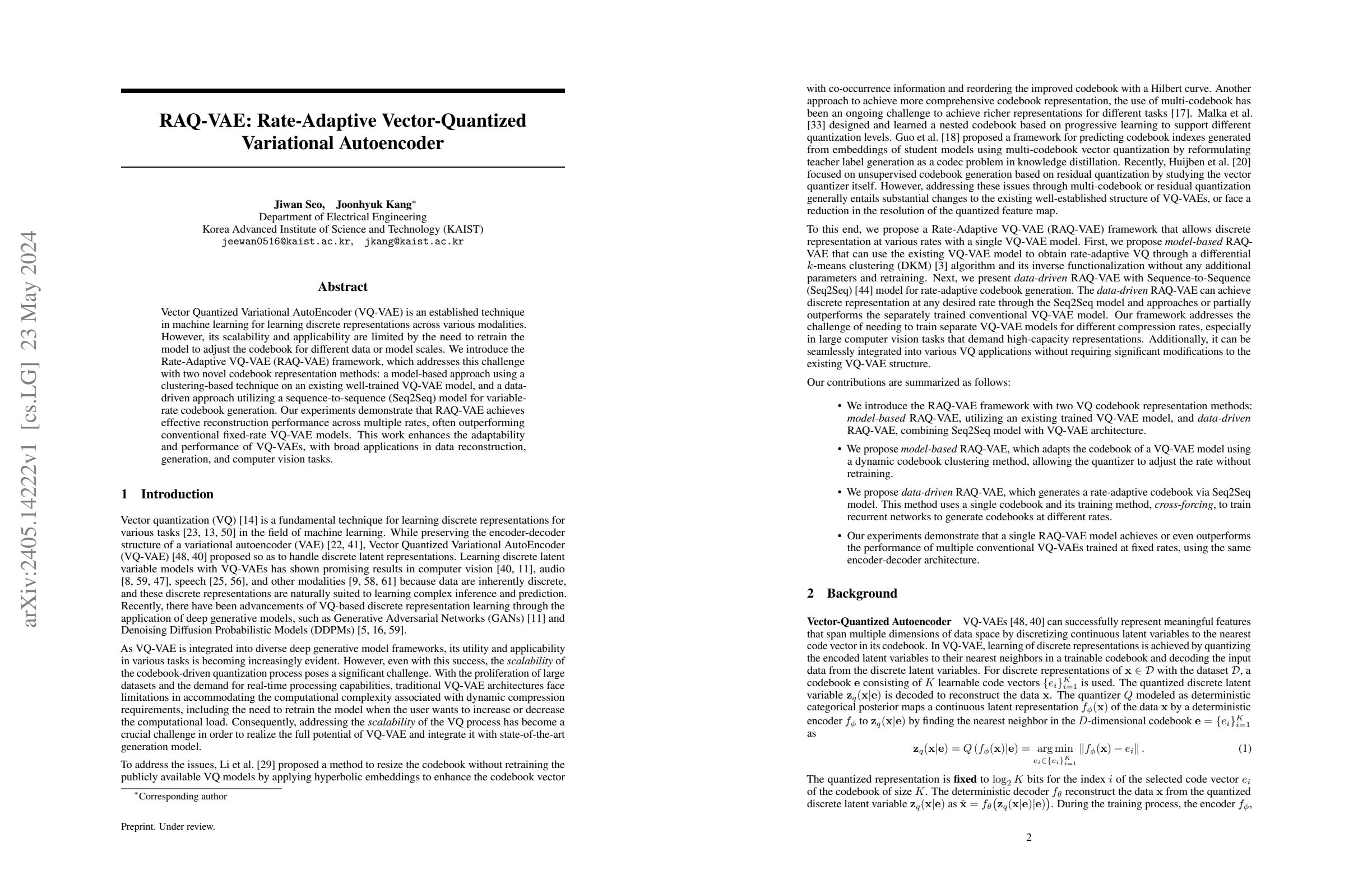 RAQ-VAE: Rate-Adaptive Vector-Quantized Variational Autoencoder