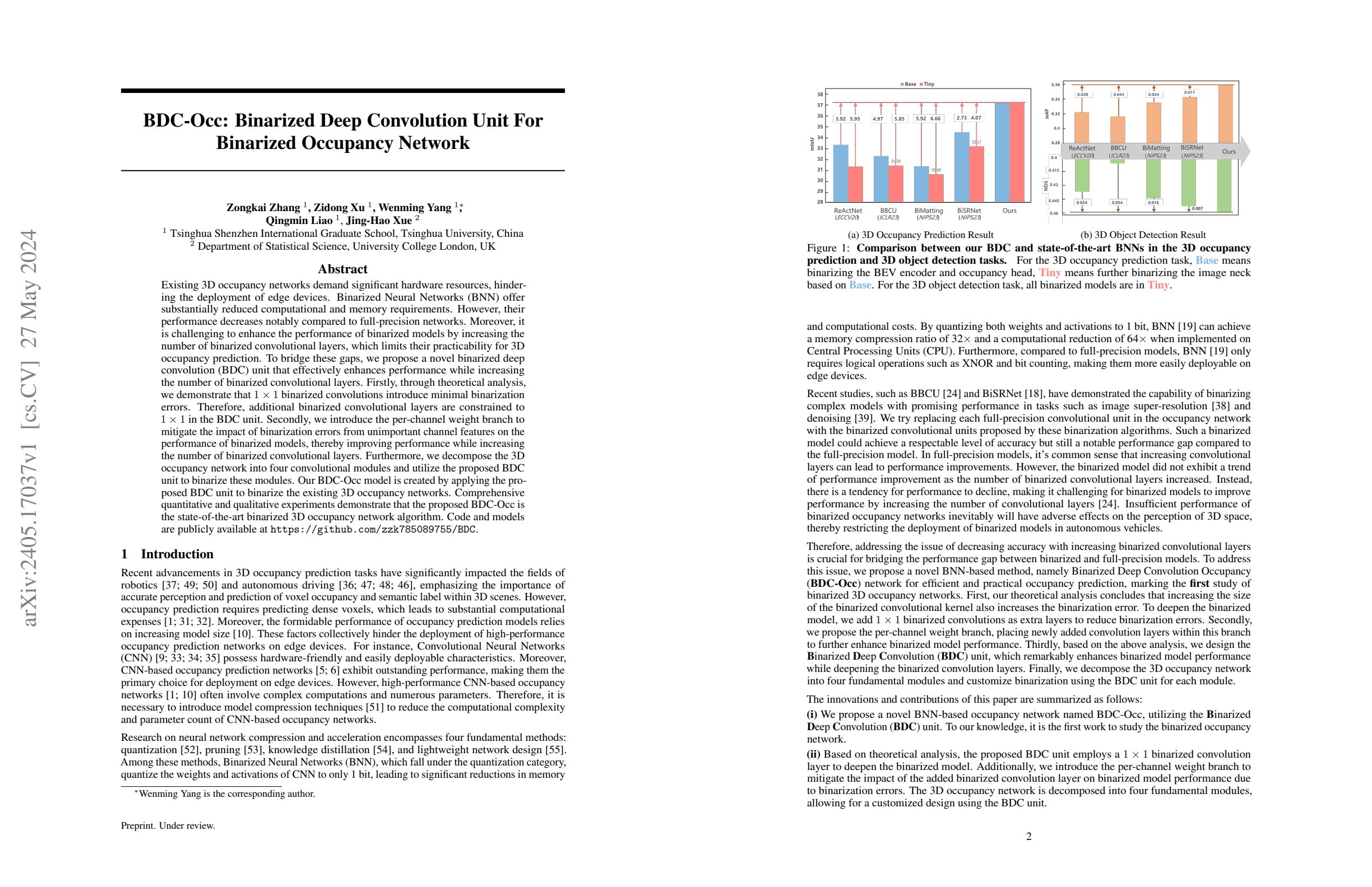 BDC-Occ: Binarized Deep Convolution Unit For Binarized Occupancy Network