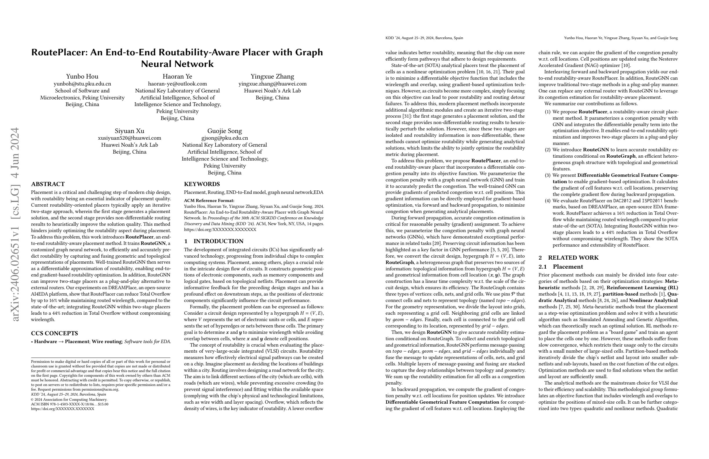 RoutePlacer: An End-to-End Routability-Aware Placer with Graph Neural ...