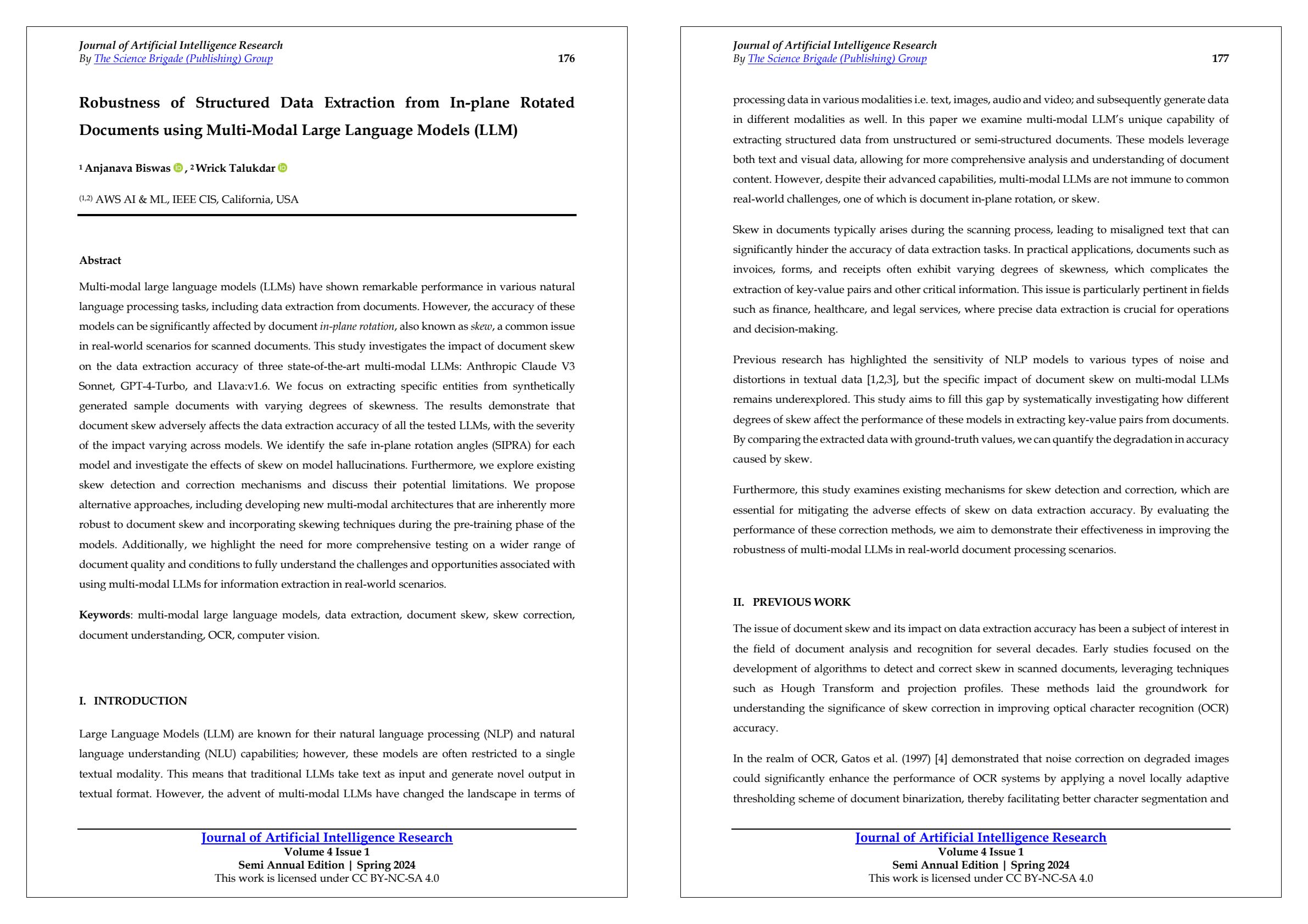 Robustness of Structured Data Extraction from In-plane Rotated Documents using Multi-Modal Large ...