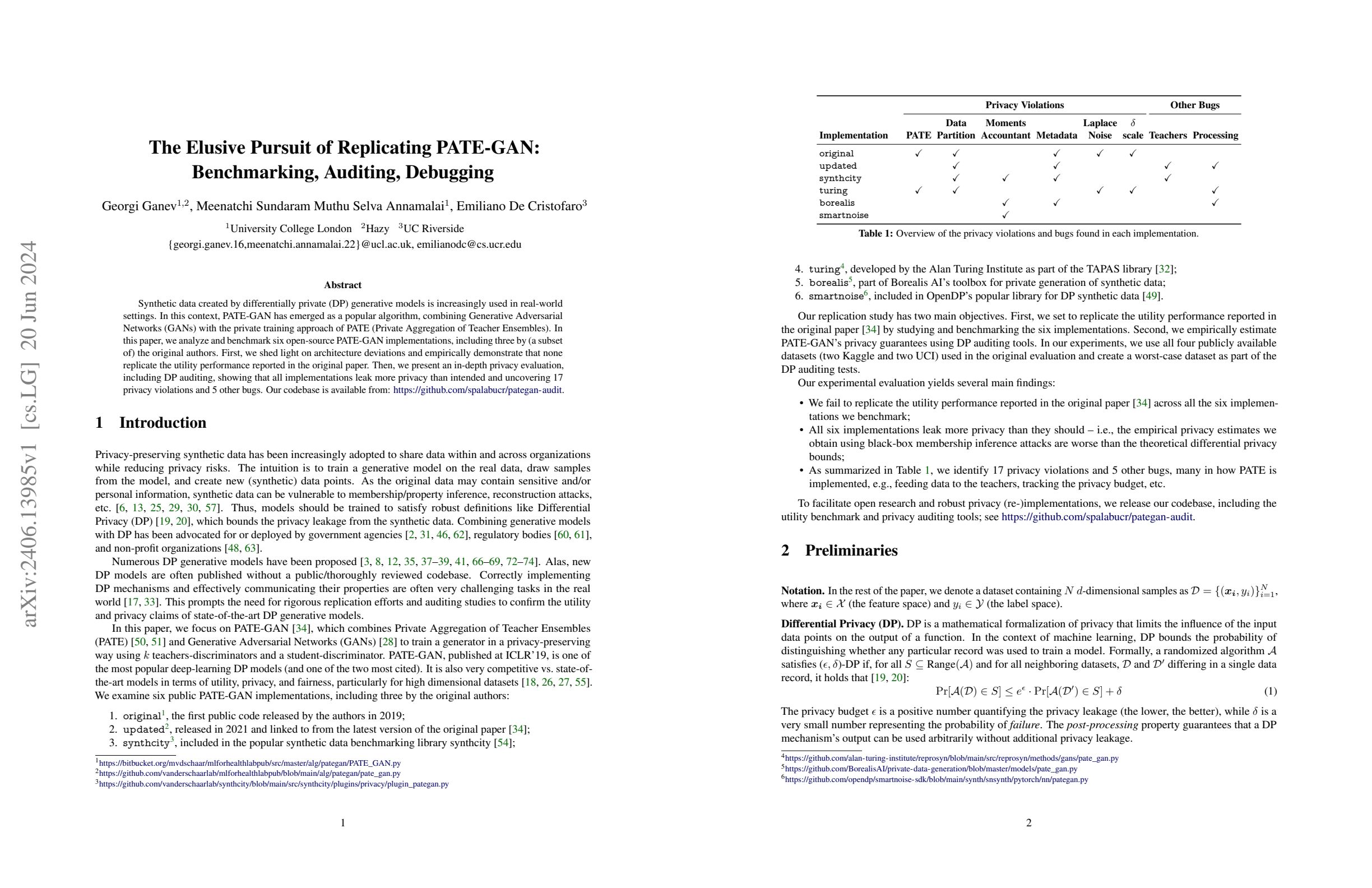 The Elusive Pursuit of Replicating PATE-GAN: Benchmarking, Auditing ...