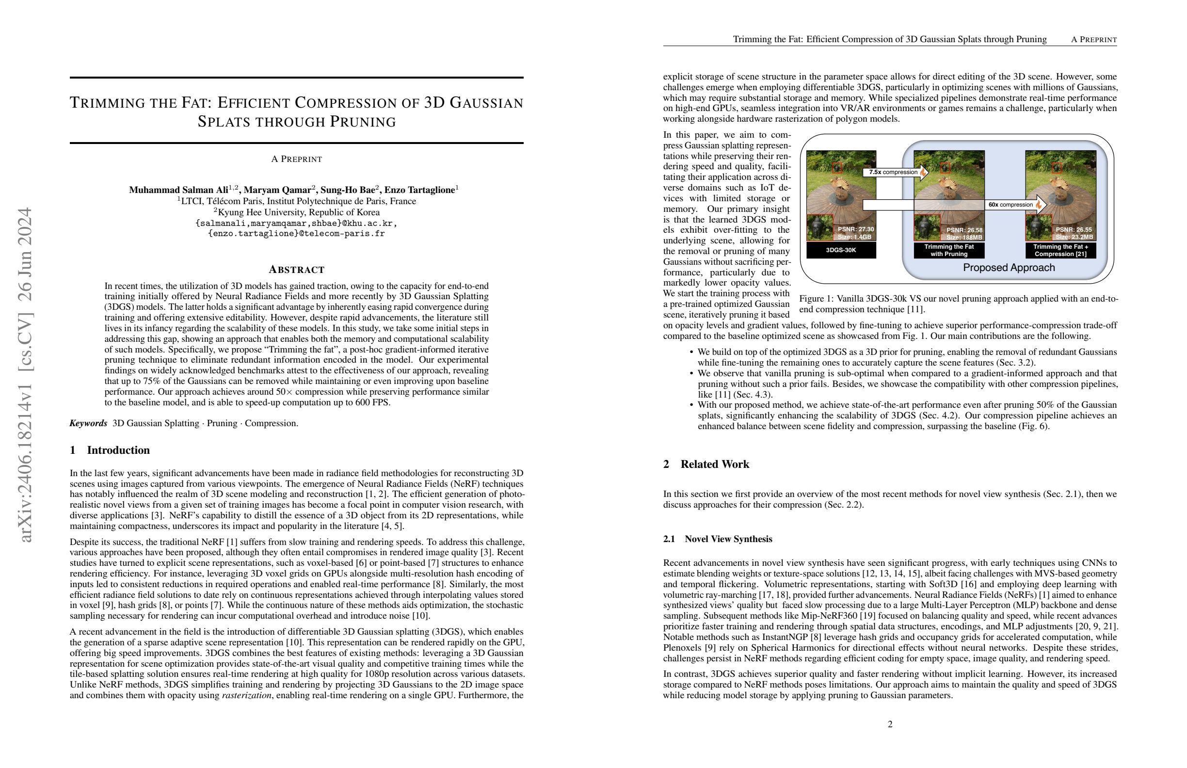 Trimming the Fat: Efficient Compression of 3D Gaussian Splats through ...