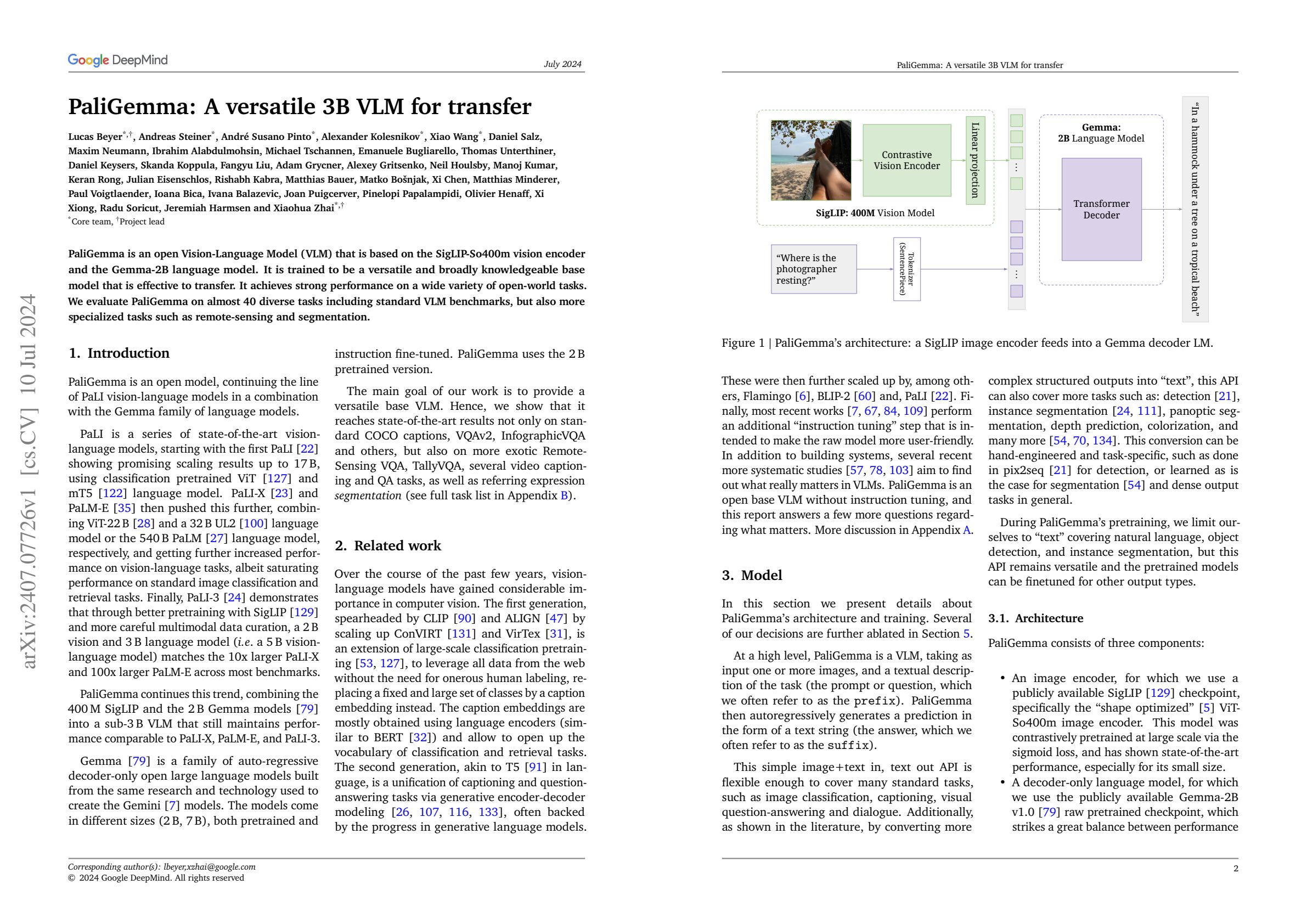 PaliGemma: A versatile 3B VLM for transfer