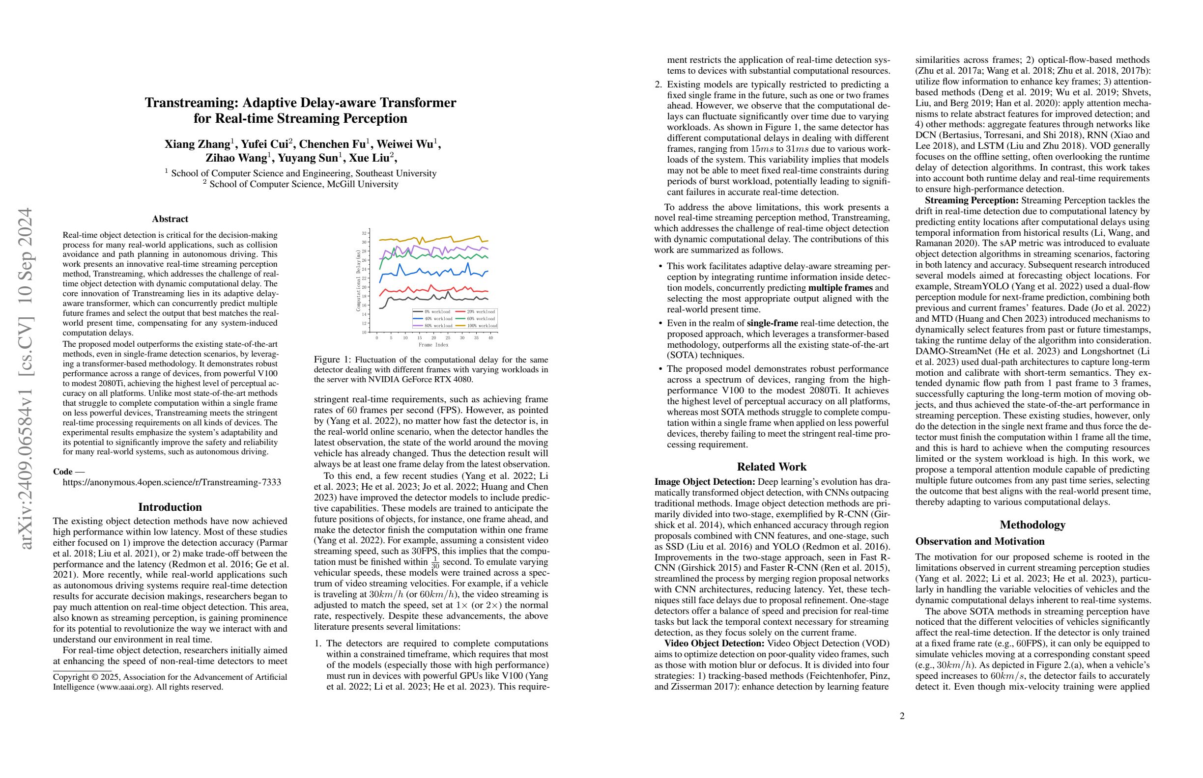 Transtreaming: Adaptive Delay-aware Transformer for Real-time Streaming Perception