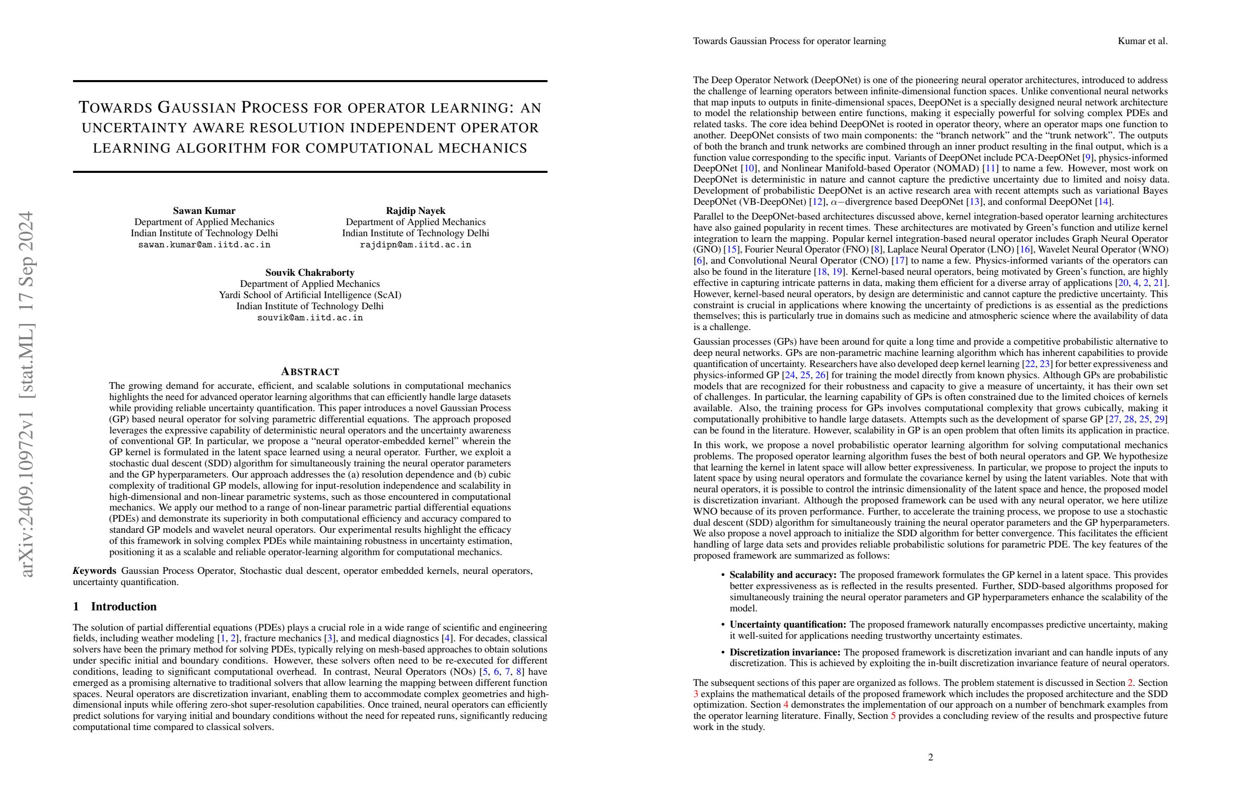 Towards Gaussian Process for operator learning: an uncertainty aware resolution independent ...