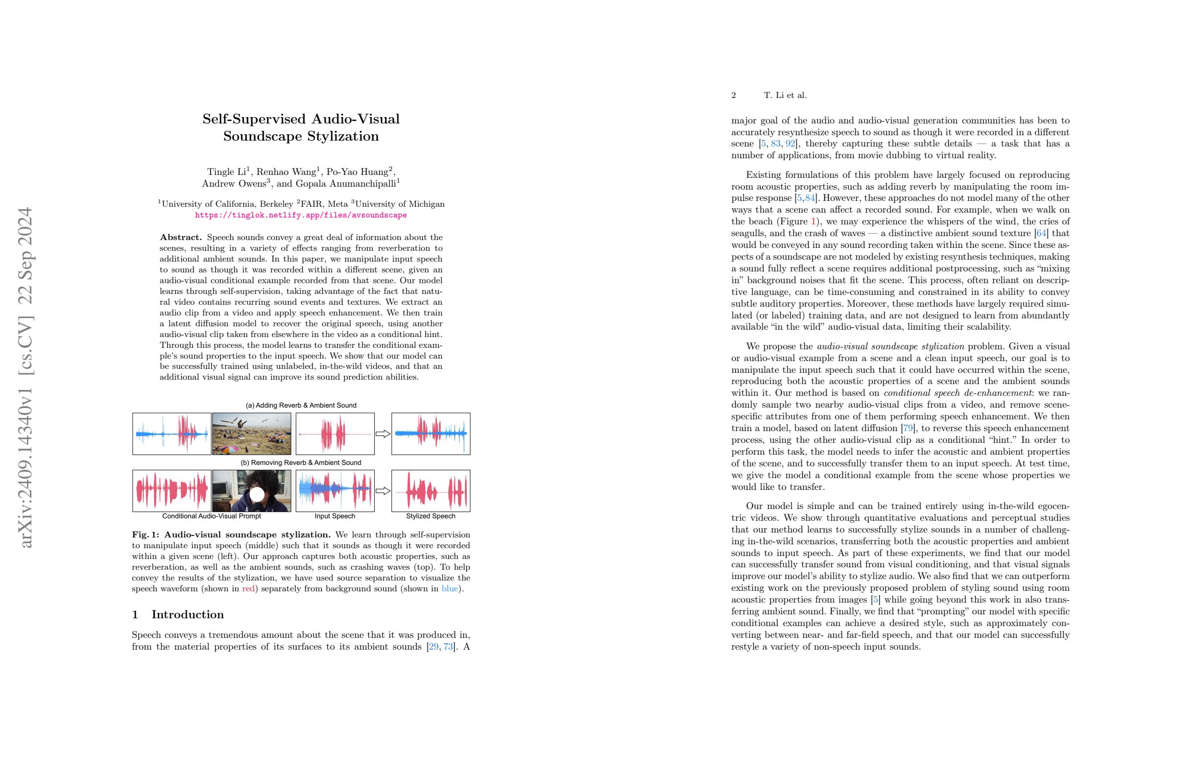 Self-Supervised Audio-Visual Soundscape Stylization