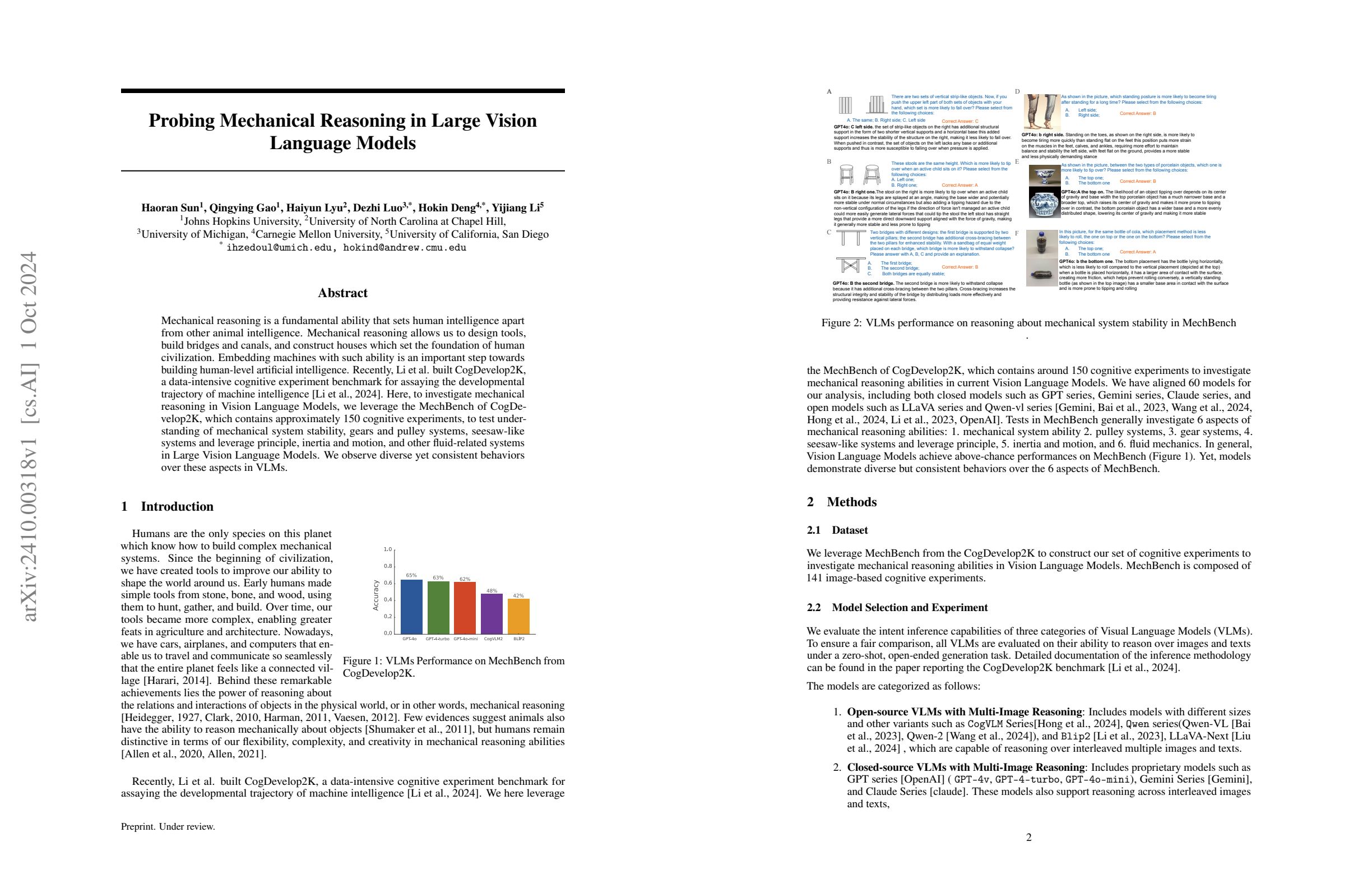 Probing Mechanical Reasoning in Large Vision Language Models
