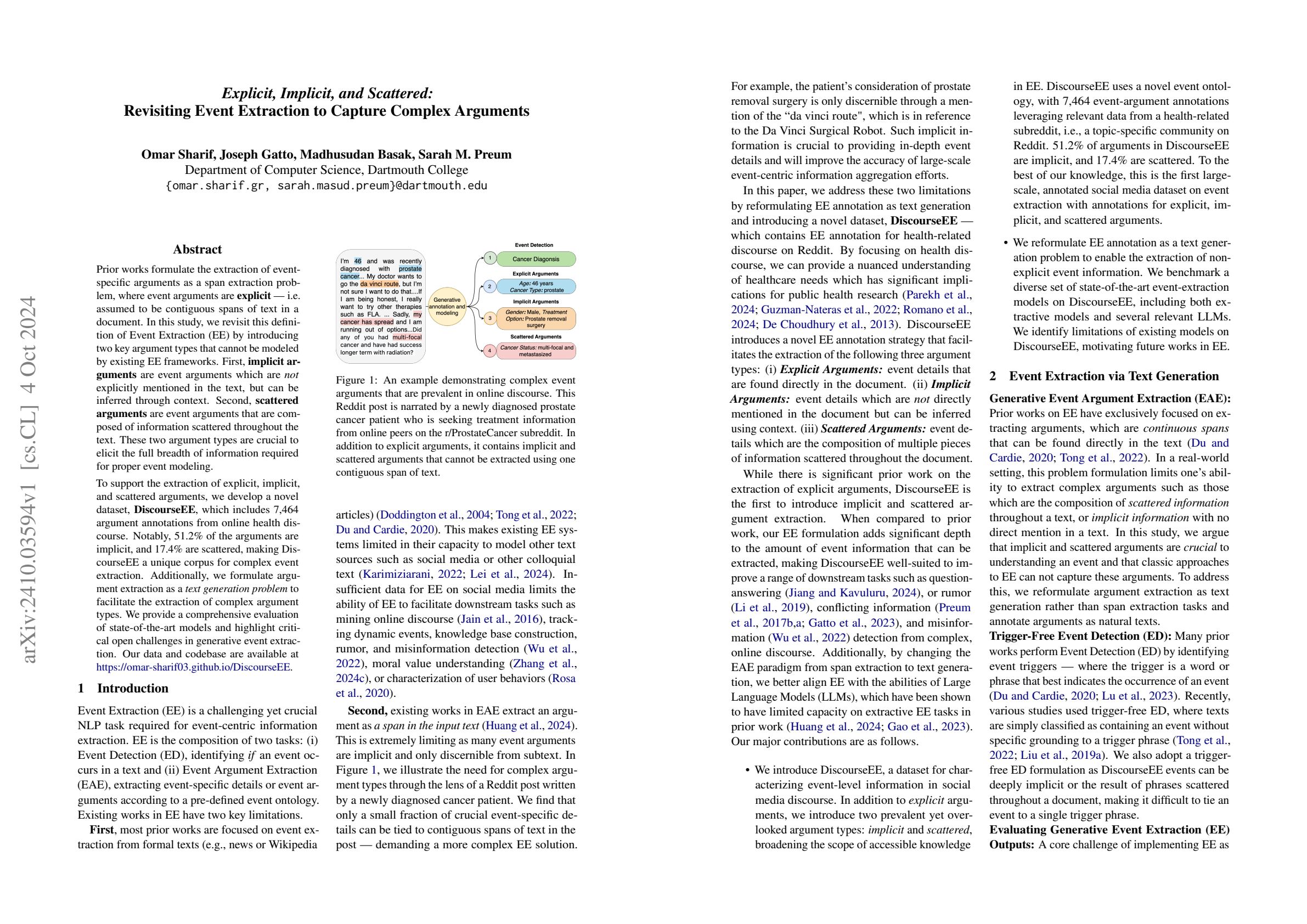 Explicit, Implicit, and Scattered: Revisiting Event Extraction to Capture Complex Arguments