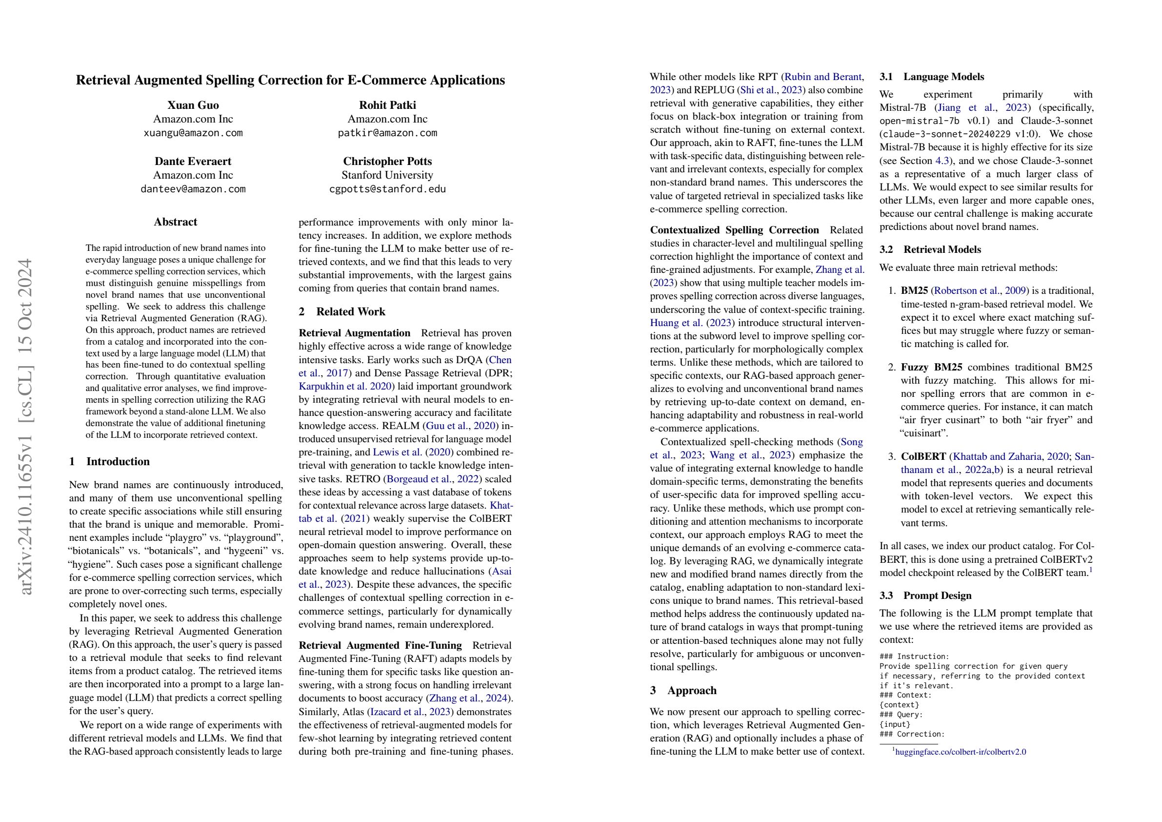 Retrieval Augmented Spelling Correction for E-Commerce Applications