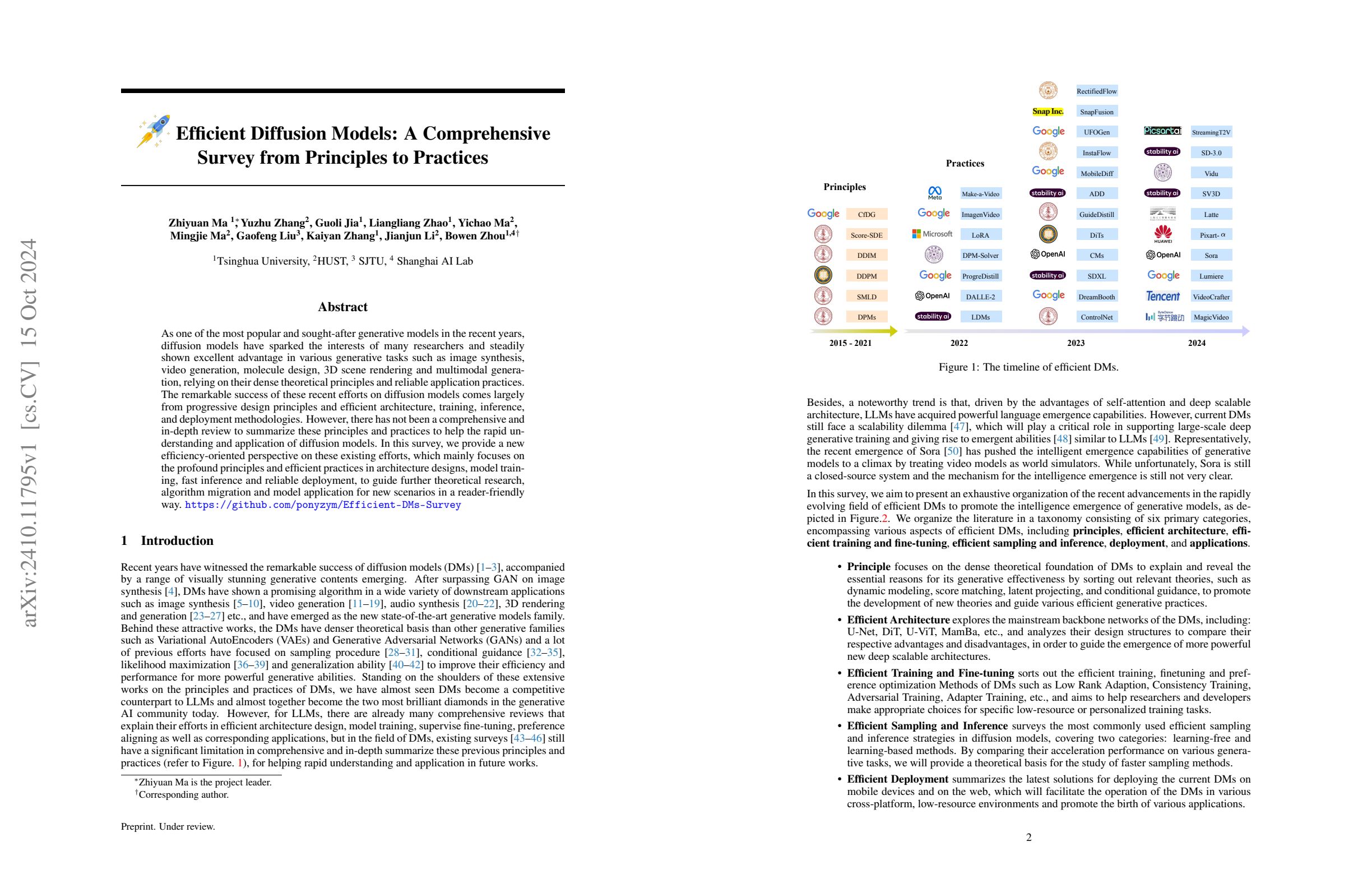 Efficient Diffusion Models: A Comprehensive Survey from Principles to Practices