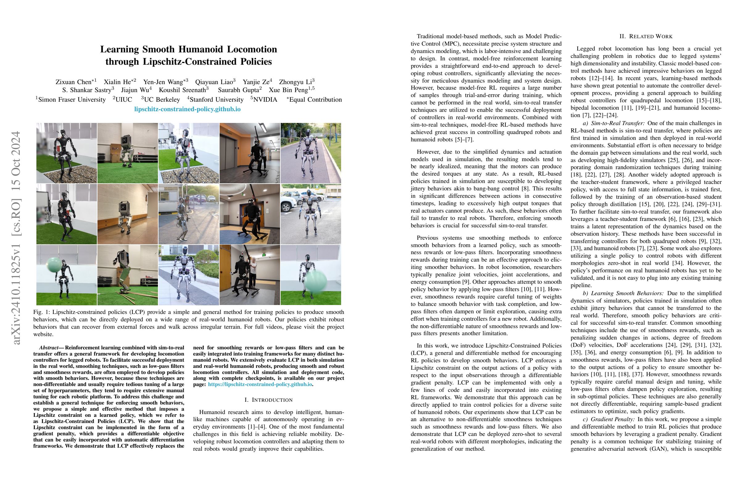 Learning Smooth Humanoid Locomotion through Lipschitz-Constrained Policies