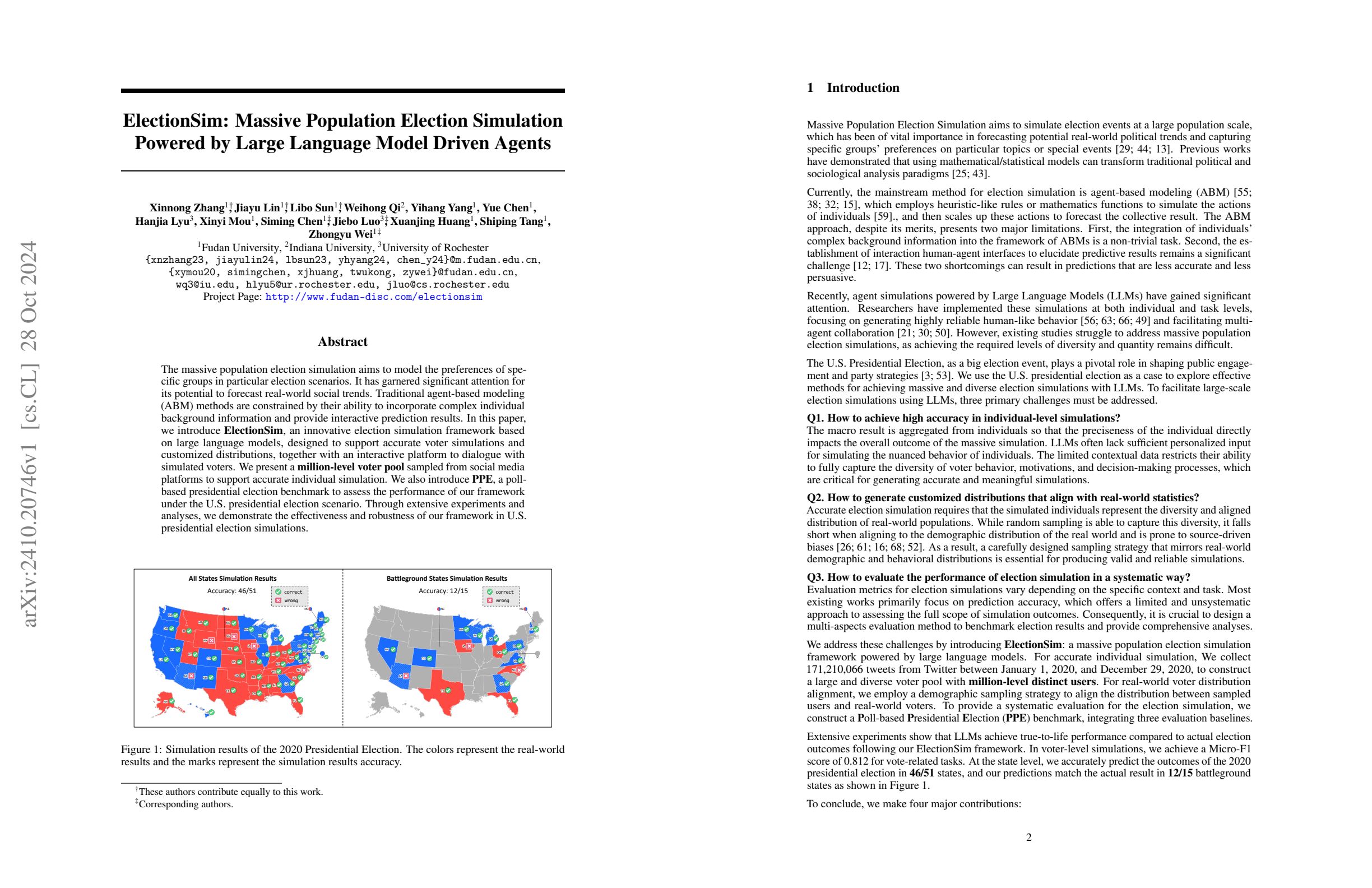 ElectionSim: Massive Population Election Simulation Powered by Large ...