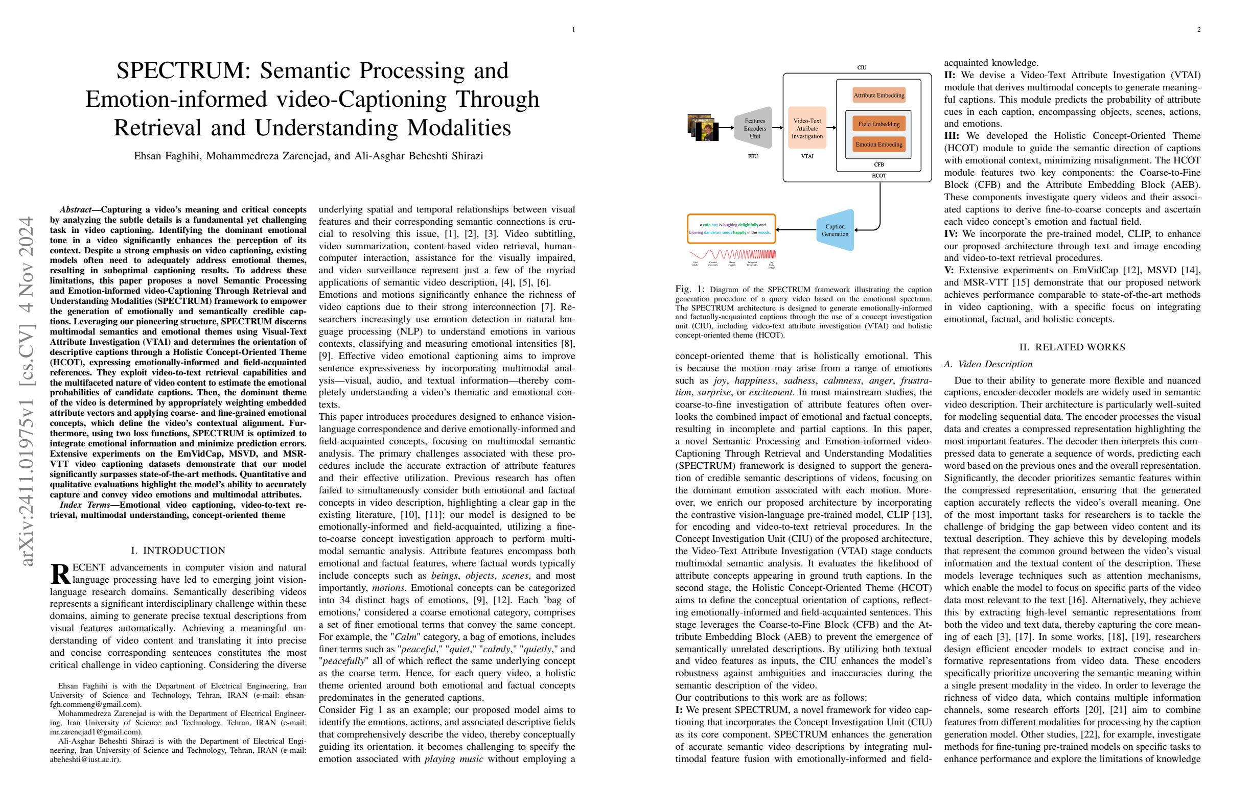 SPECTRUM: Semantic Processing and Emotion-informed video-Captioning ...
