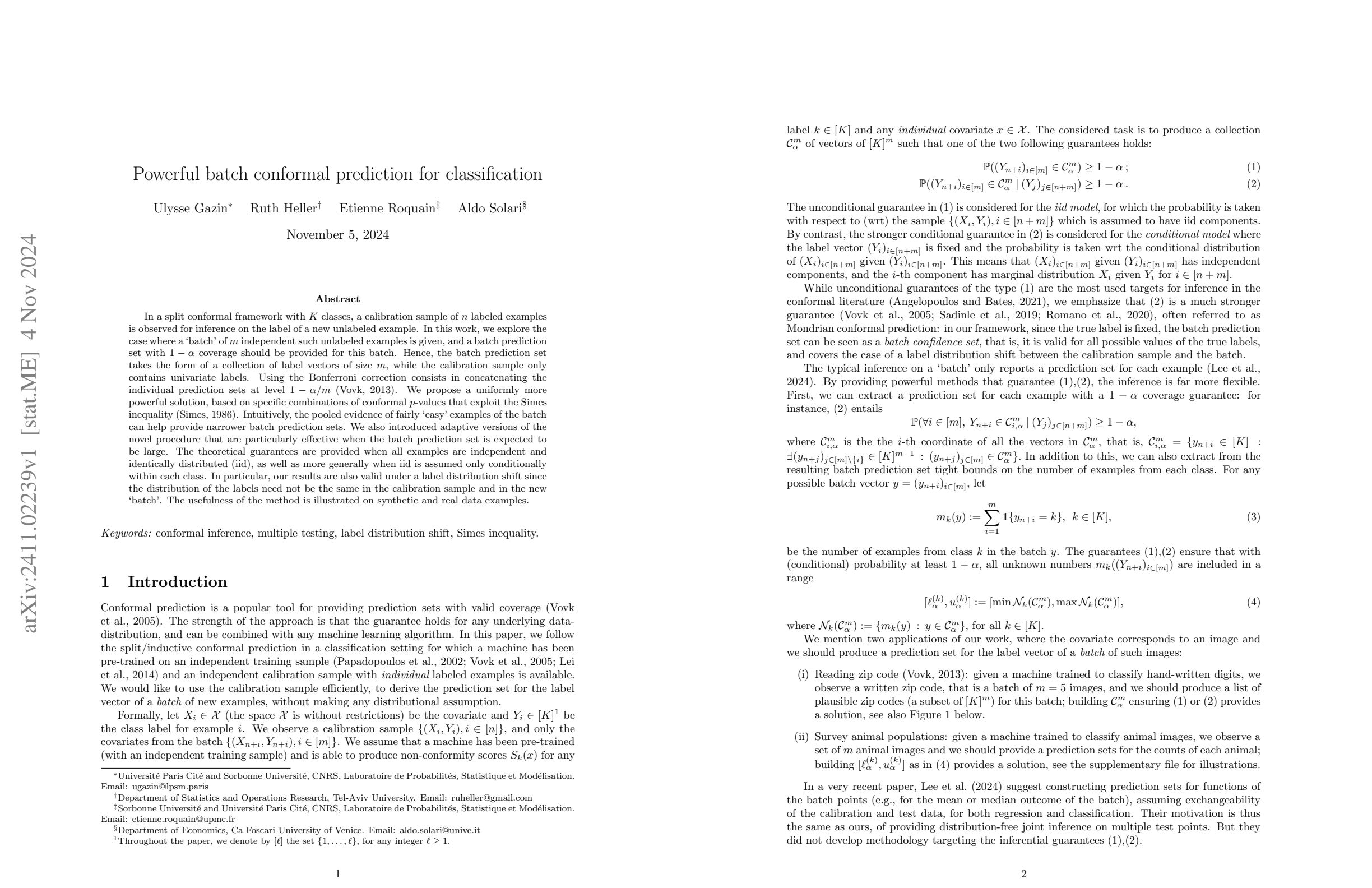 Powerful batch conformal prediction for classification