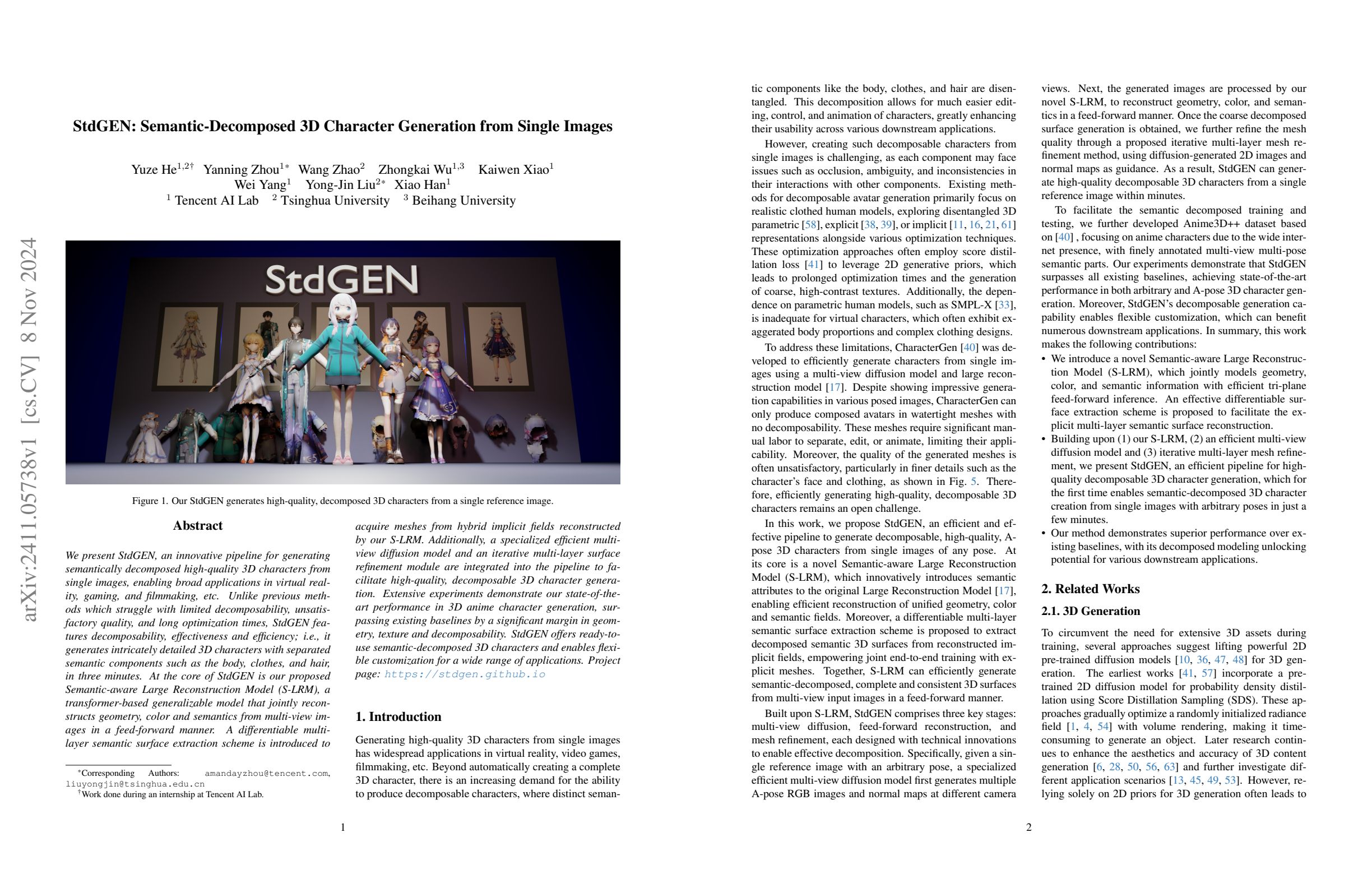 StdGEN: Semantic-Decomposed 3D Character Generation from Single Images