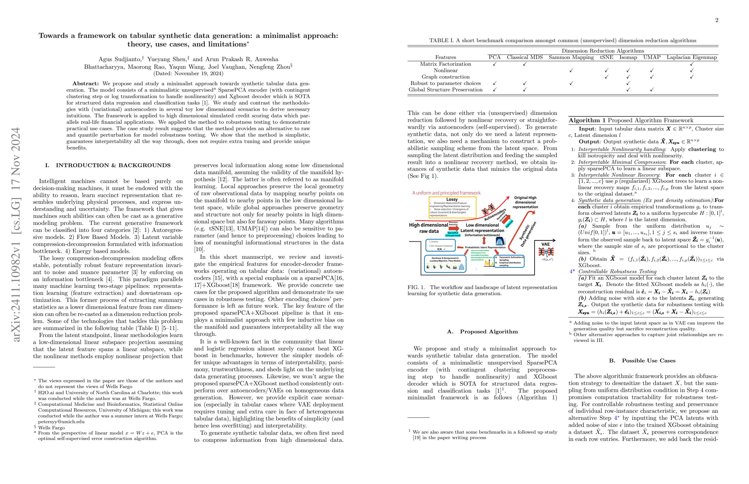 Towards a framework on tabular synthetic data generation: a minimalist approach: theory, use ...