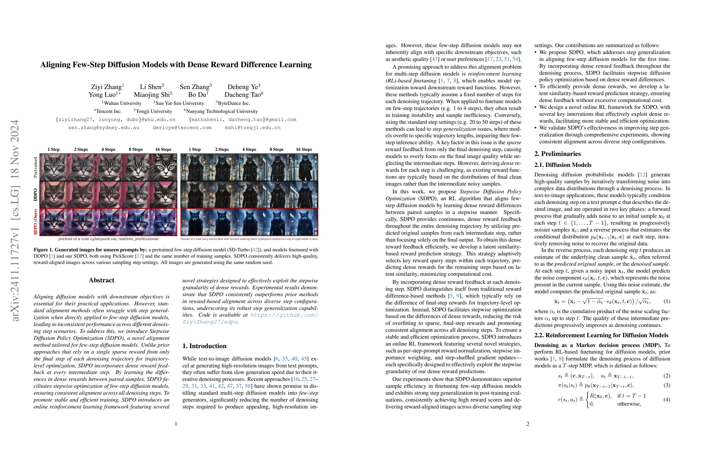 Aligning Few-Step Diffusion Models with Dense Reward Difference Learning