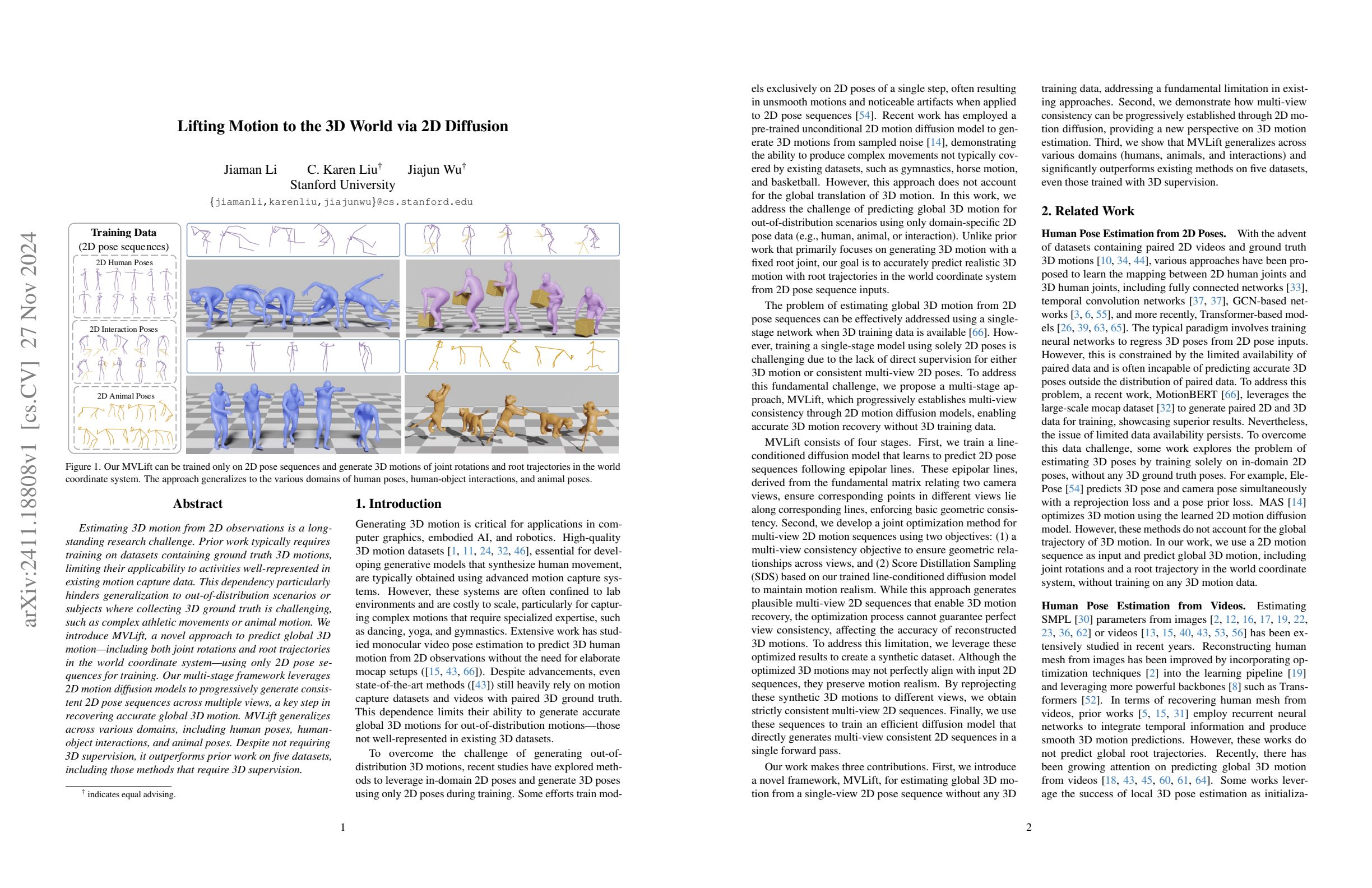 Lifting Motion to the 3D World via 2D Diffusion