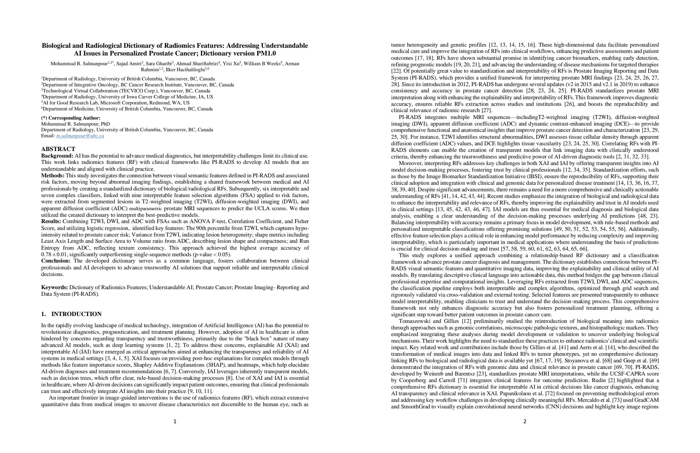 Biological and Radiological Dictionary of Radiomics Features ...