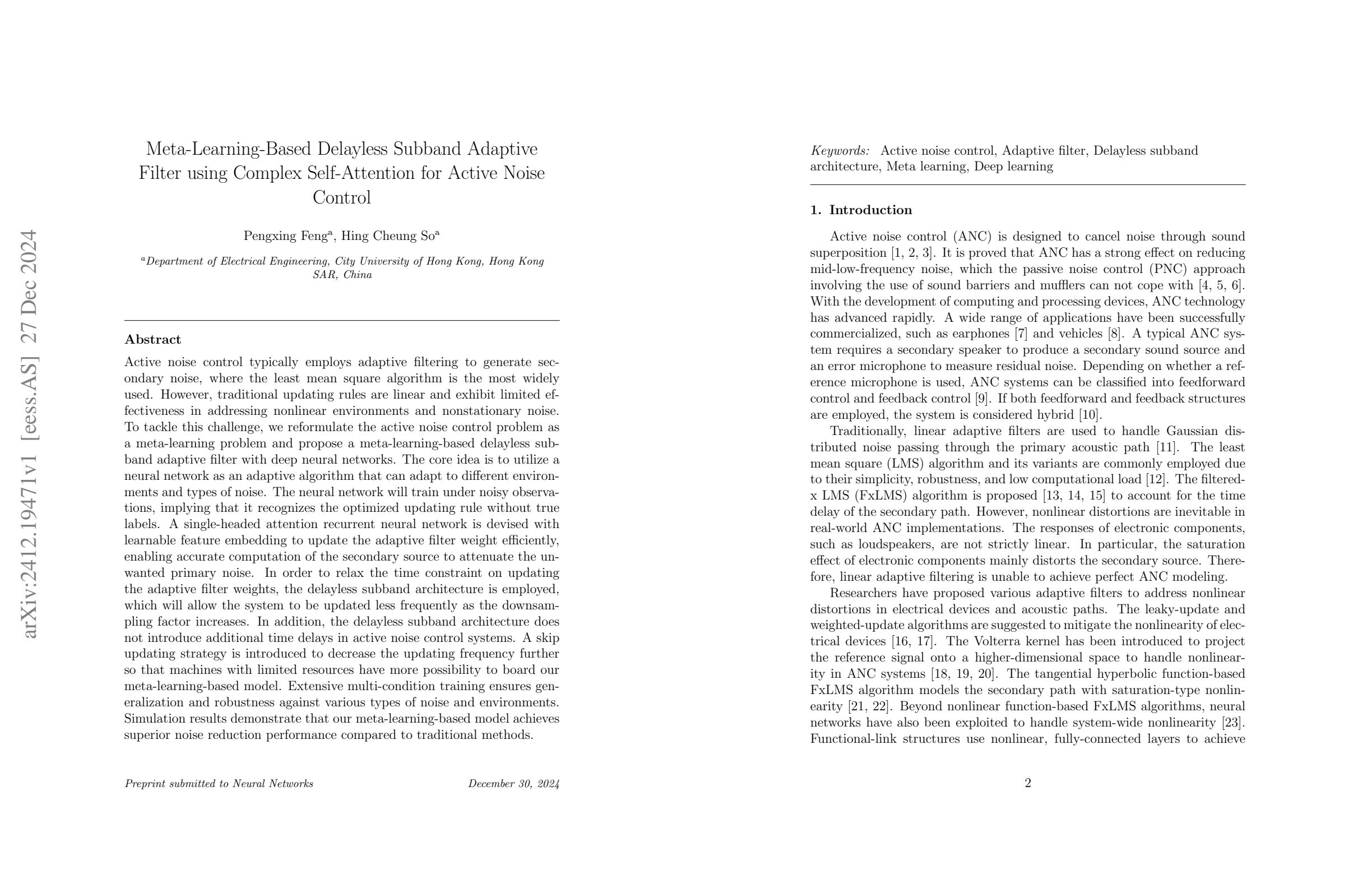 Meta-Learning-Based Delayless Subband Adaptive Filter using Complex Self-Attention for Active ...