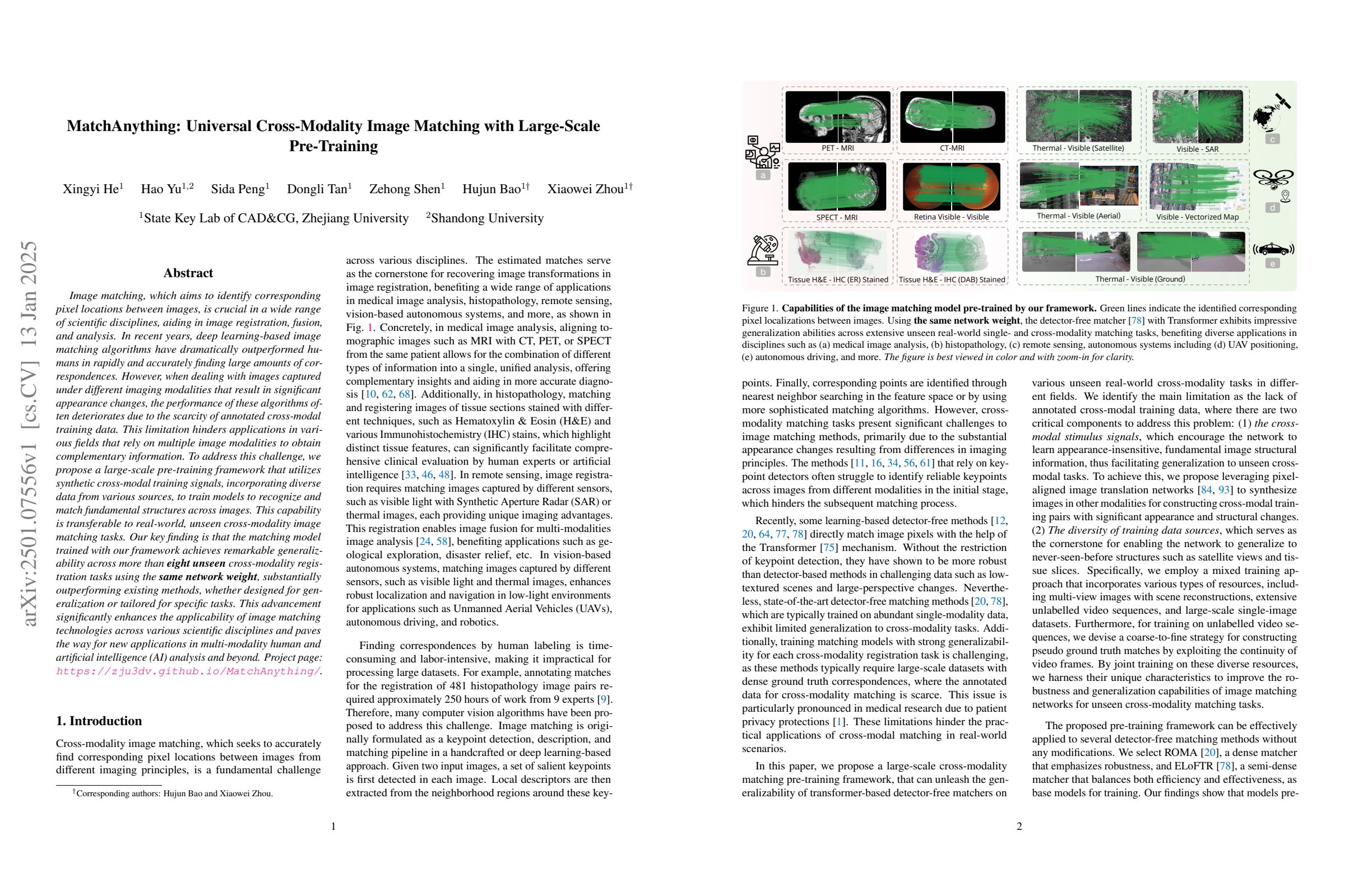 MatchAnything: Universal Cross-Modality Image Matching with Large-Scale Pre-Training