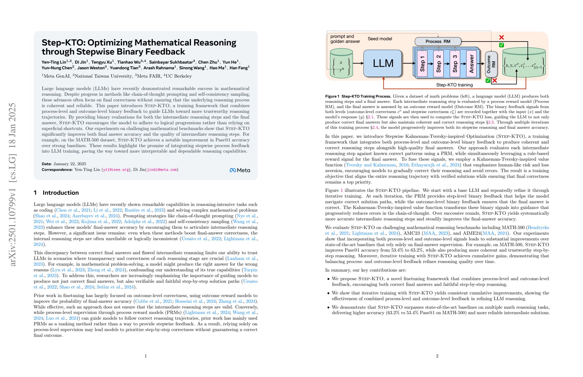 Step-KTO: Optimizing Mathematical Reasoning through Stepwise Binary Feedback