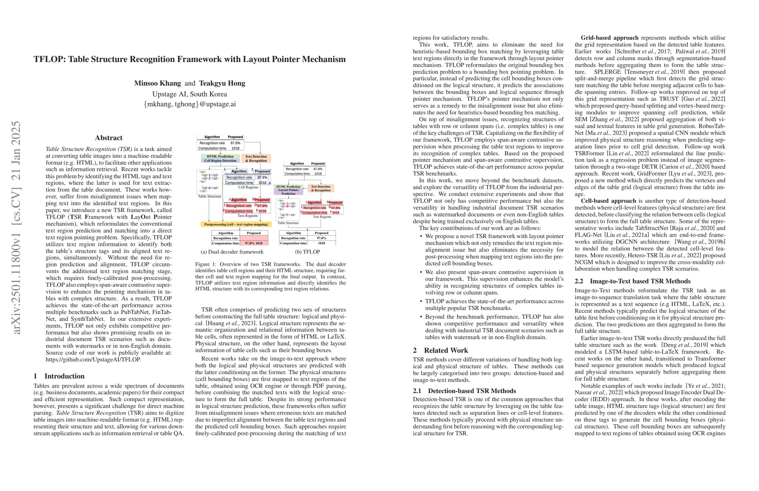 TFLOP: Table Structure Recognition Framework with Layout Pointer Mechanism