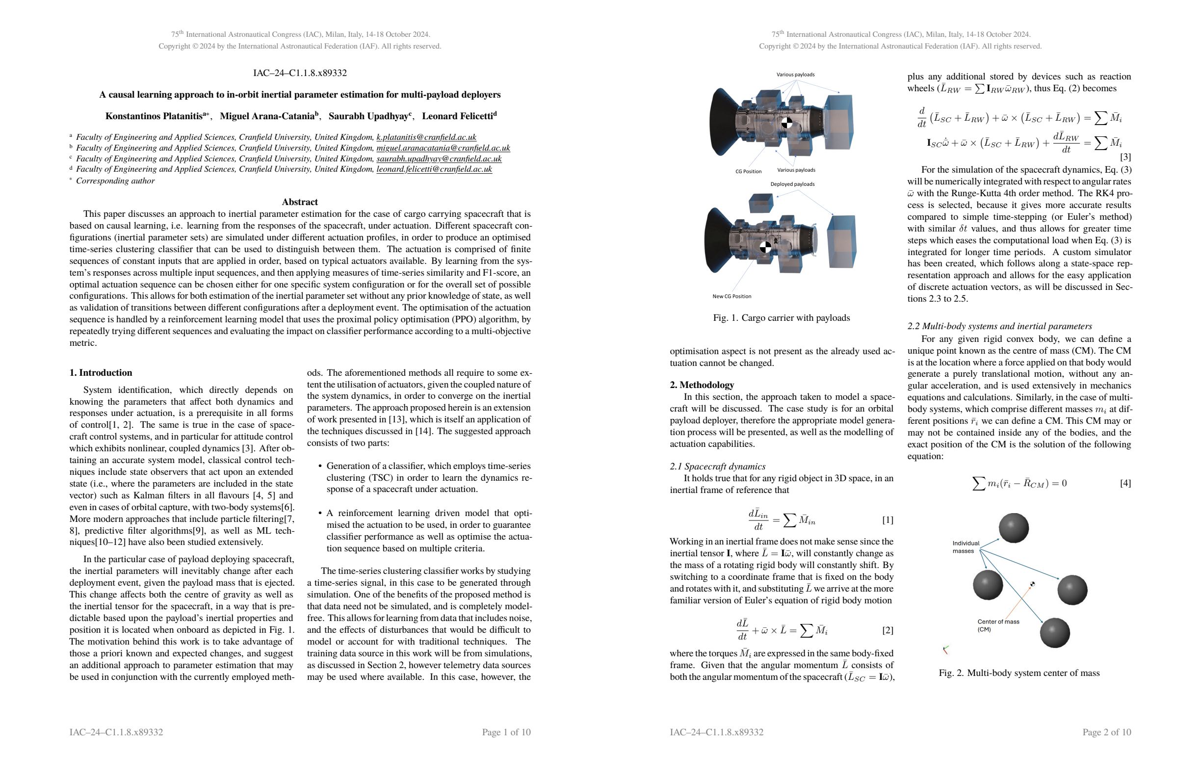 A causal learning approach to in-orbit inertial parameter estimation for multi-payload deployers