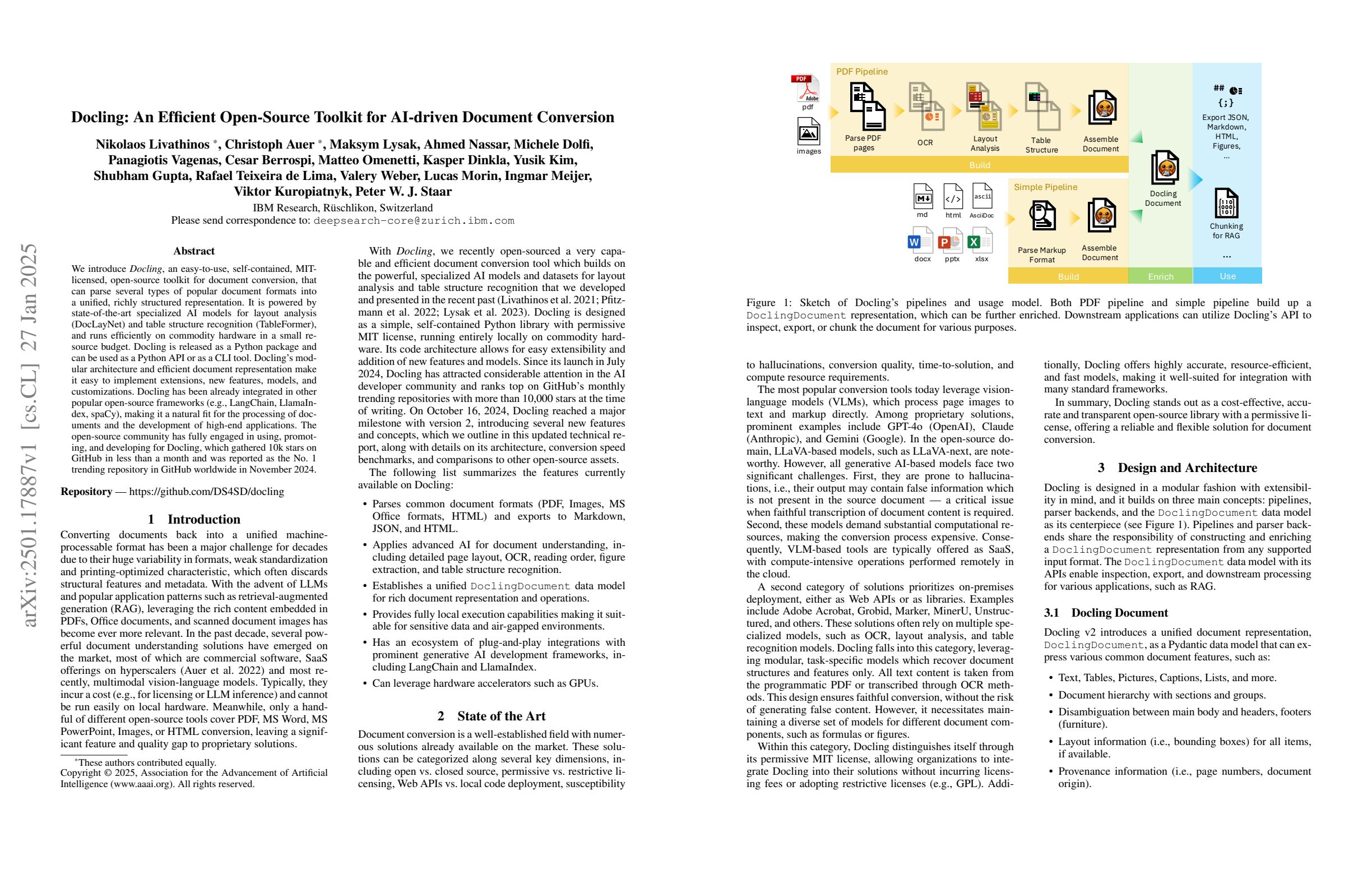 Docling: An Efficient Open-Source Toolkit for AI-driven Document Conversion