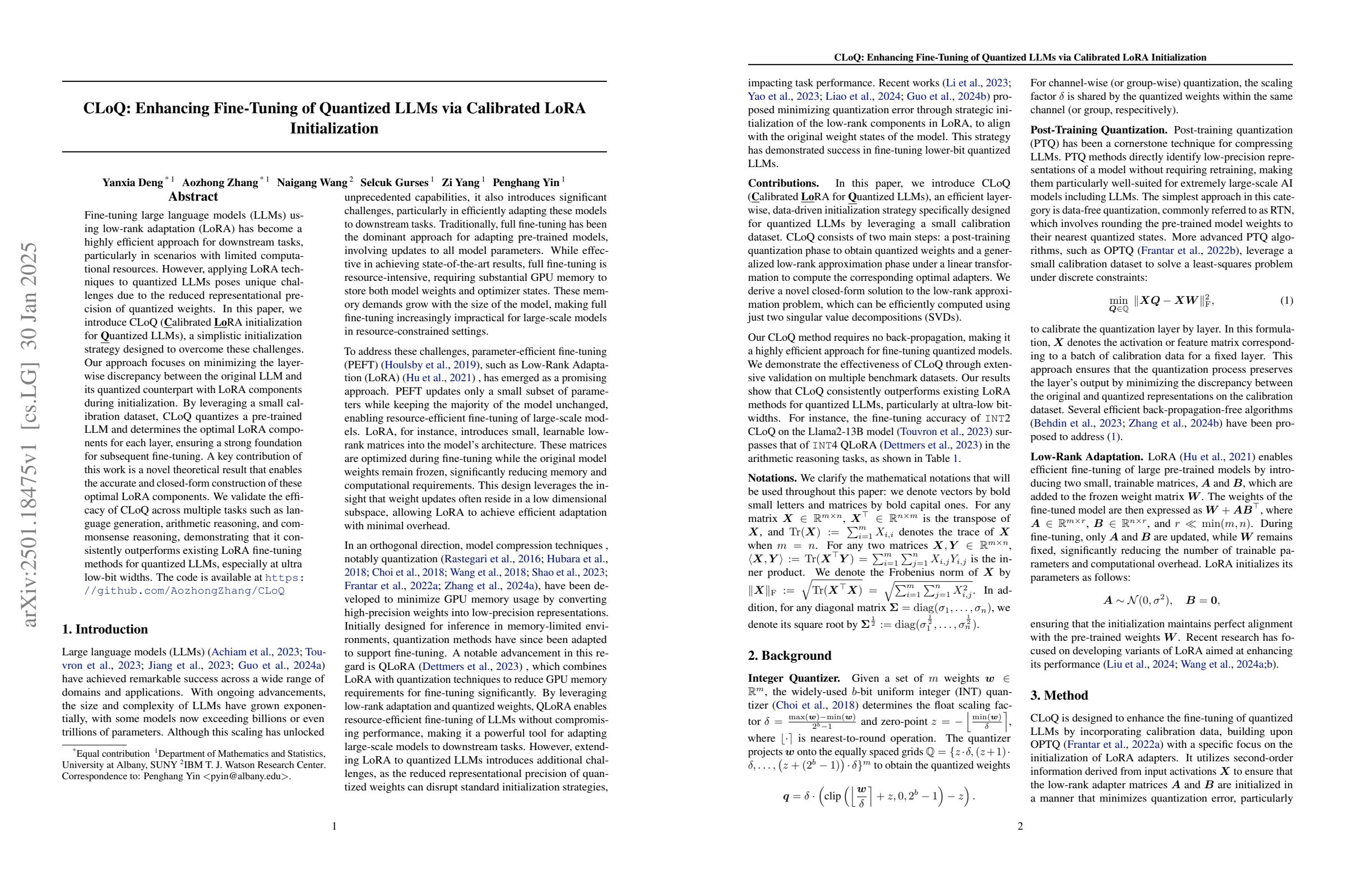 CLoQ: Enhancing Fine-Tuning of Quantized LLMs via Calibrated LoRA Initialization