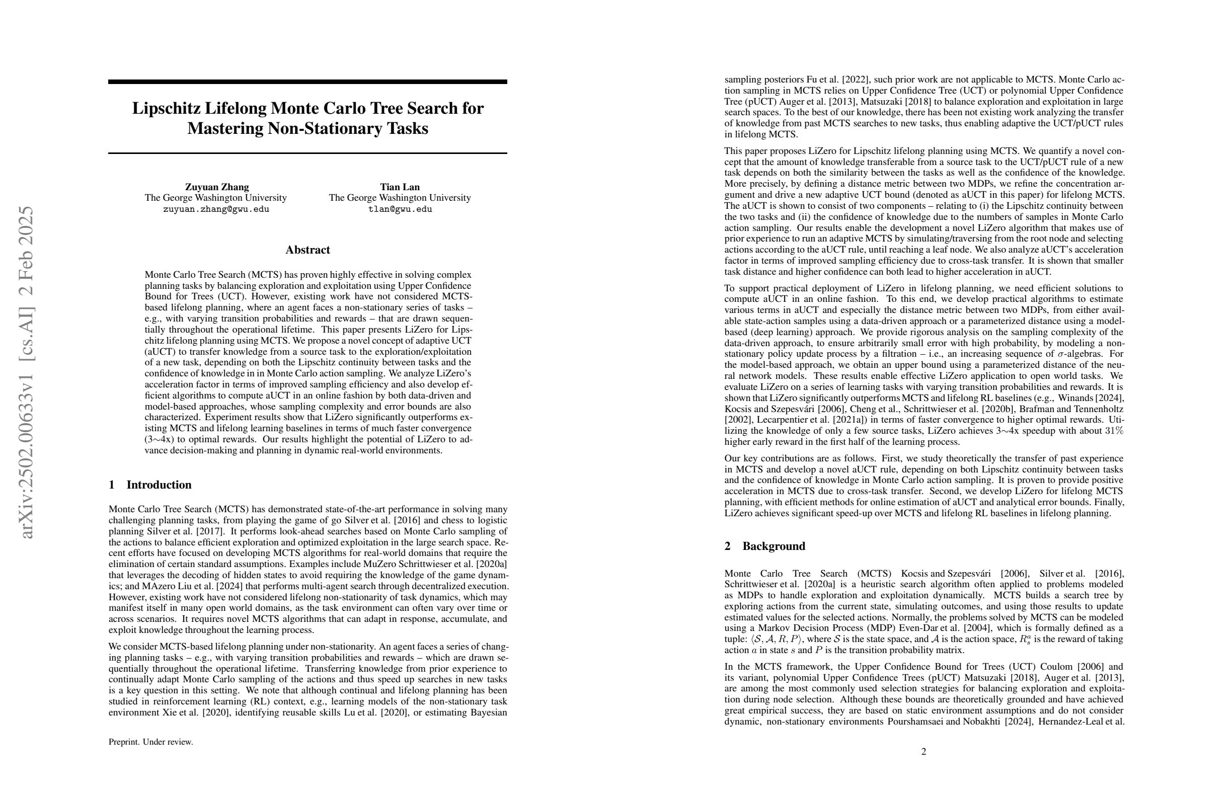 Lipschitz Lifelong Monte Carlo Tree Search for Mastering Non-Stationary ...