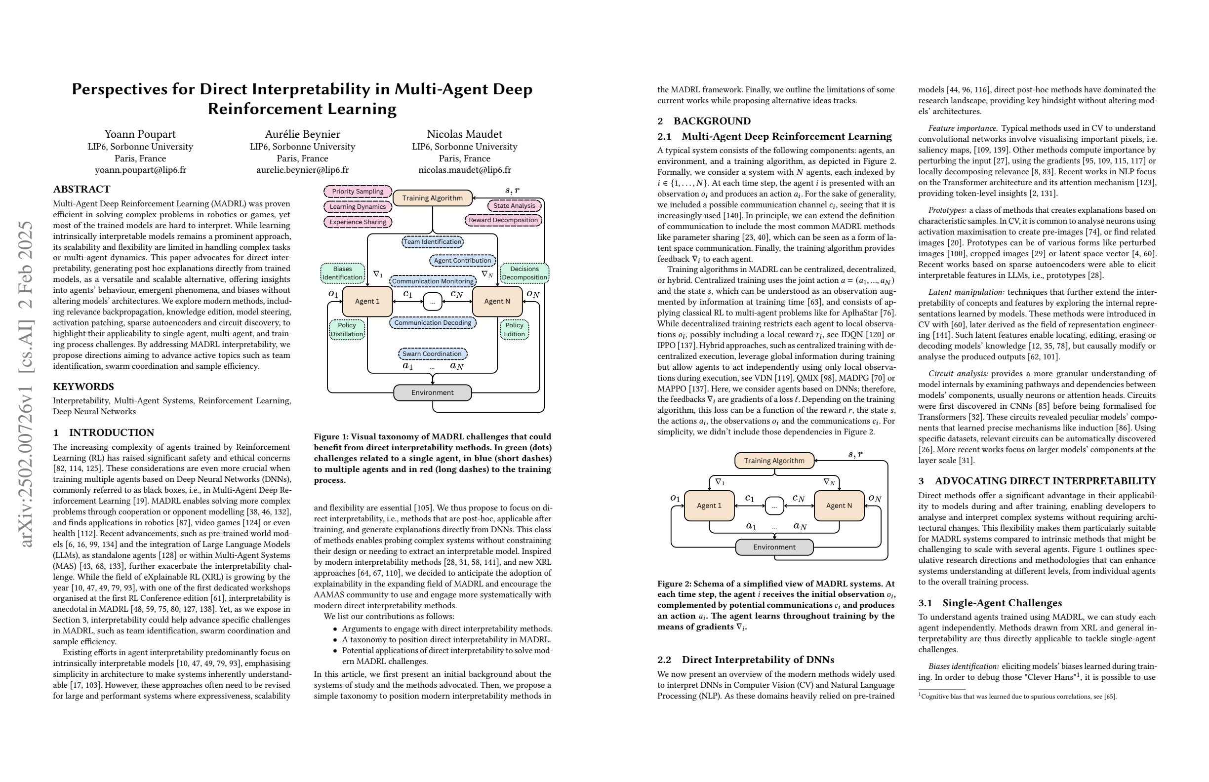 Perspectives for Direct Interpretability in Multi-Agent Deep Reinforcement Learning