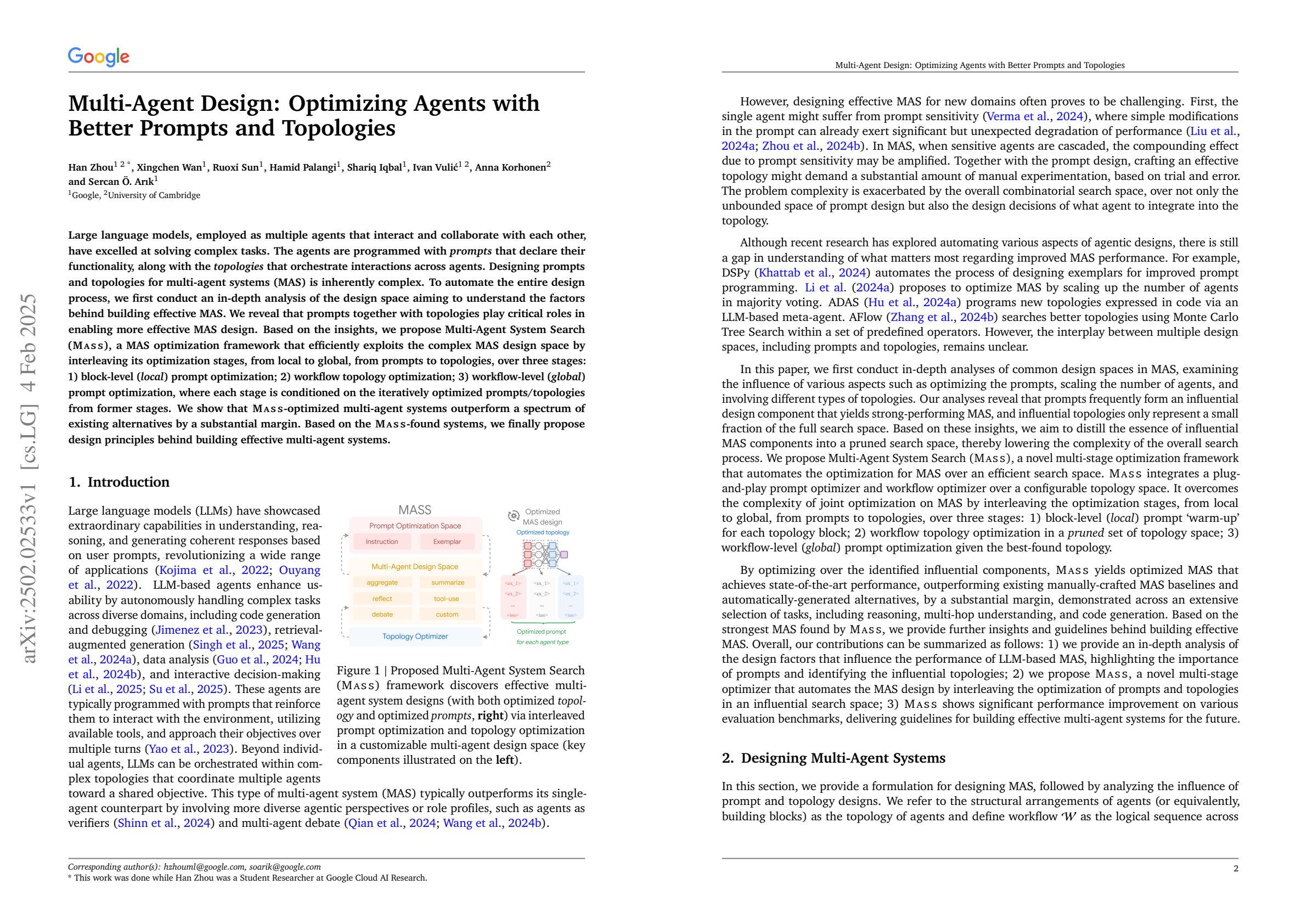 Multi-Agent Design: Optimizing Agents with Better Prompts and Topologies