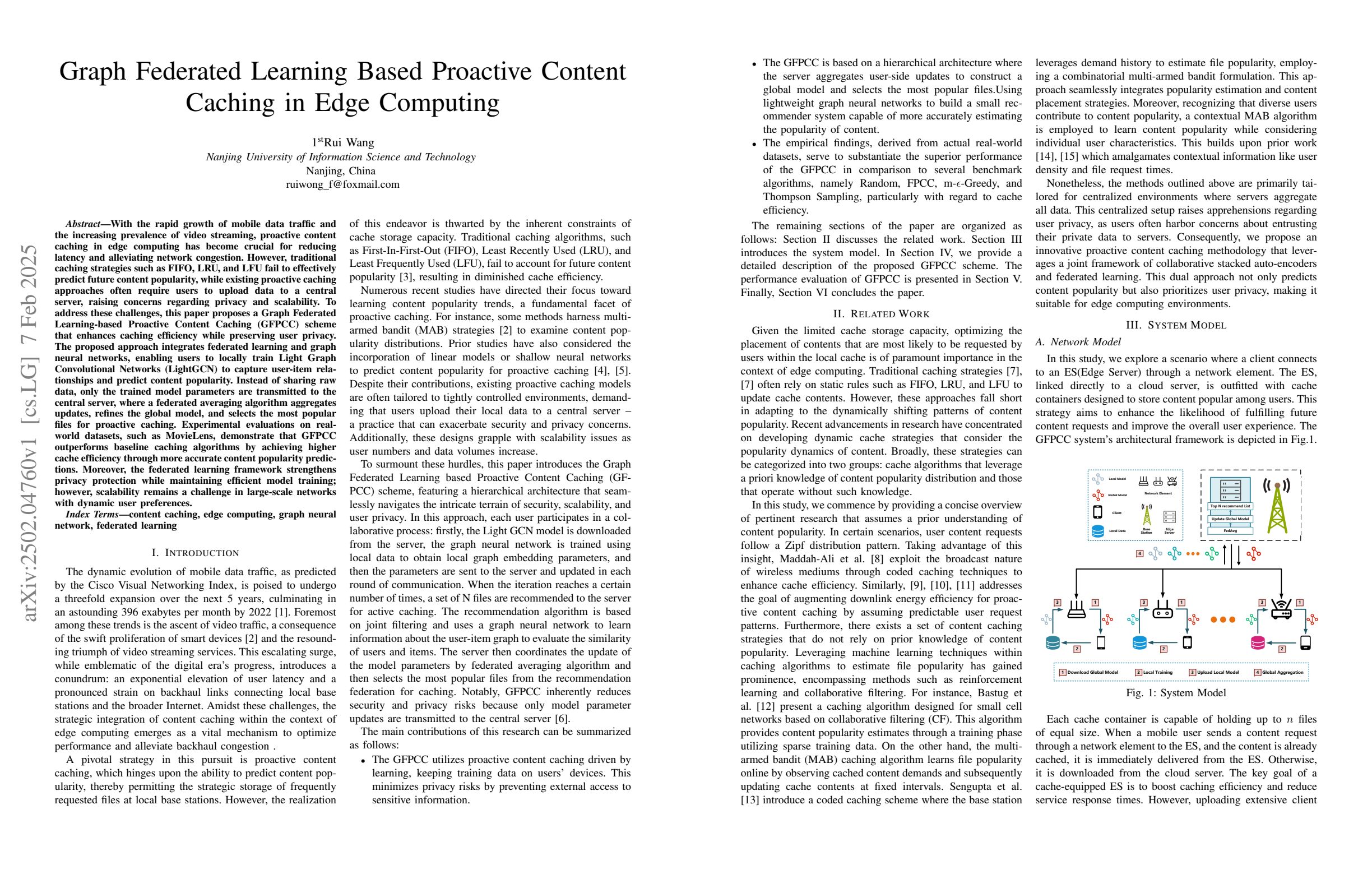 Graph Federated Learning Based Proactive Content Caching in Edge Computing