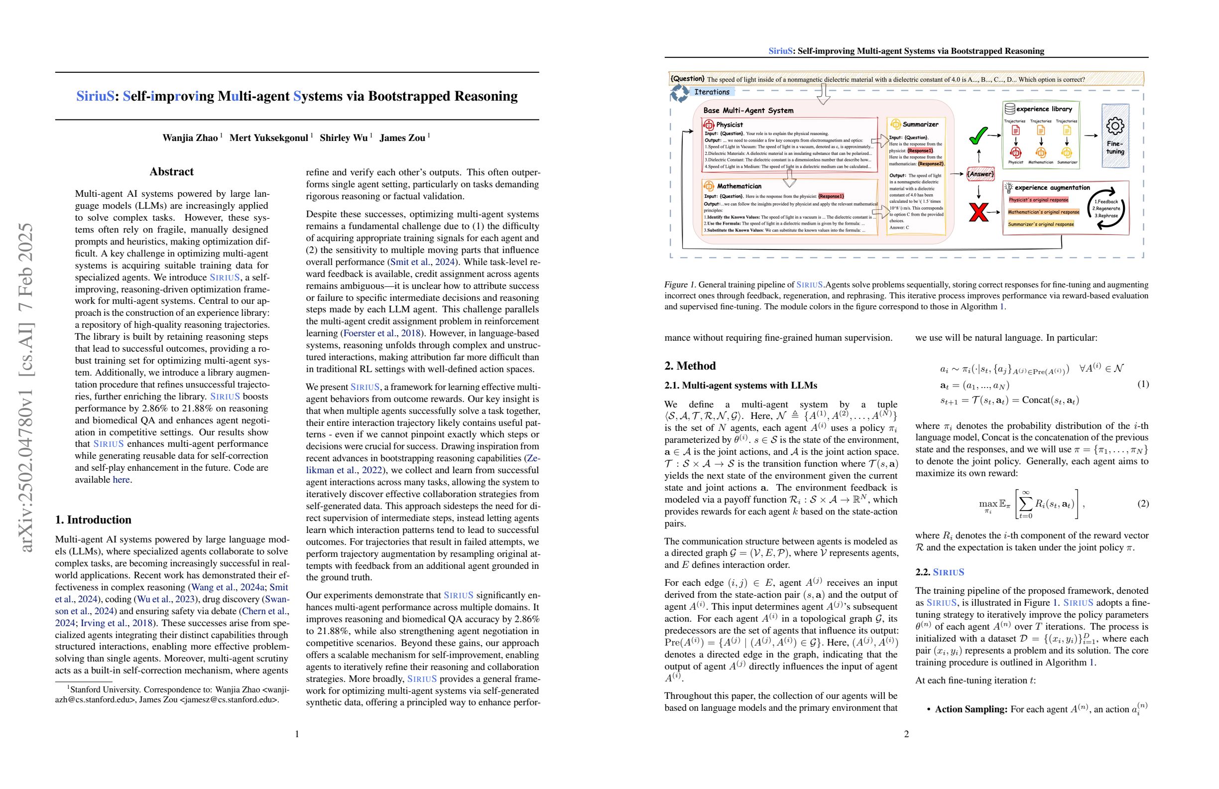 SiriuS: Self-improving Multi-agent Systems via Bootstrapped Reasoning