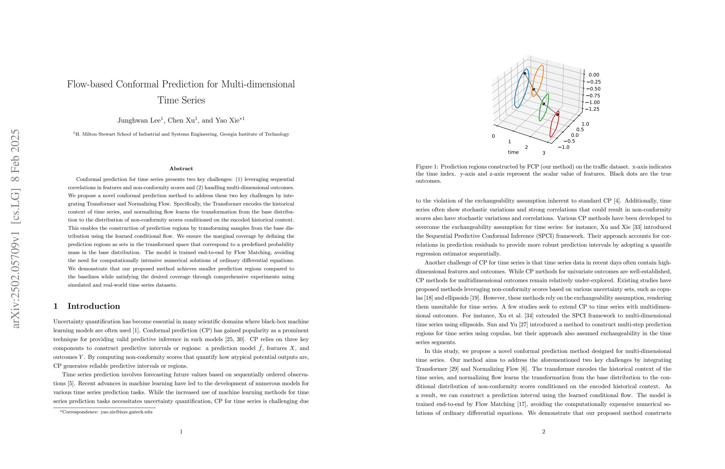 Flow-based Conformal Prediction for Multi-dimensional Time Series