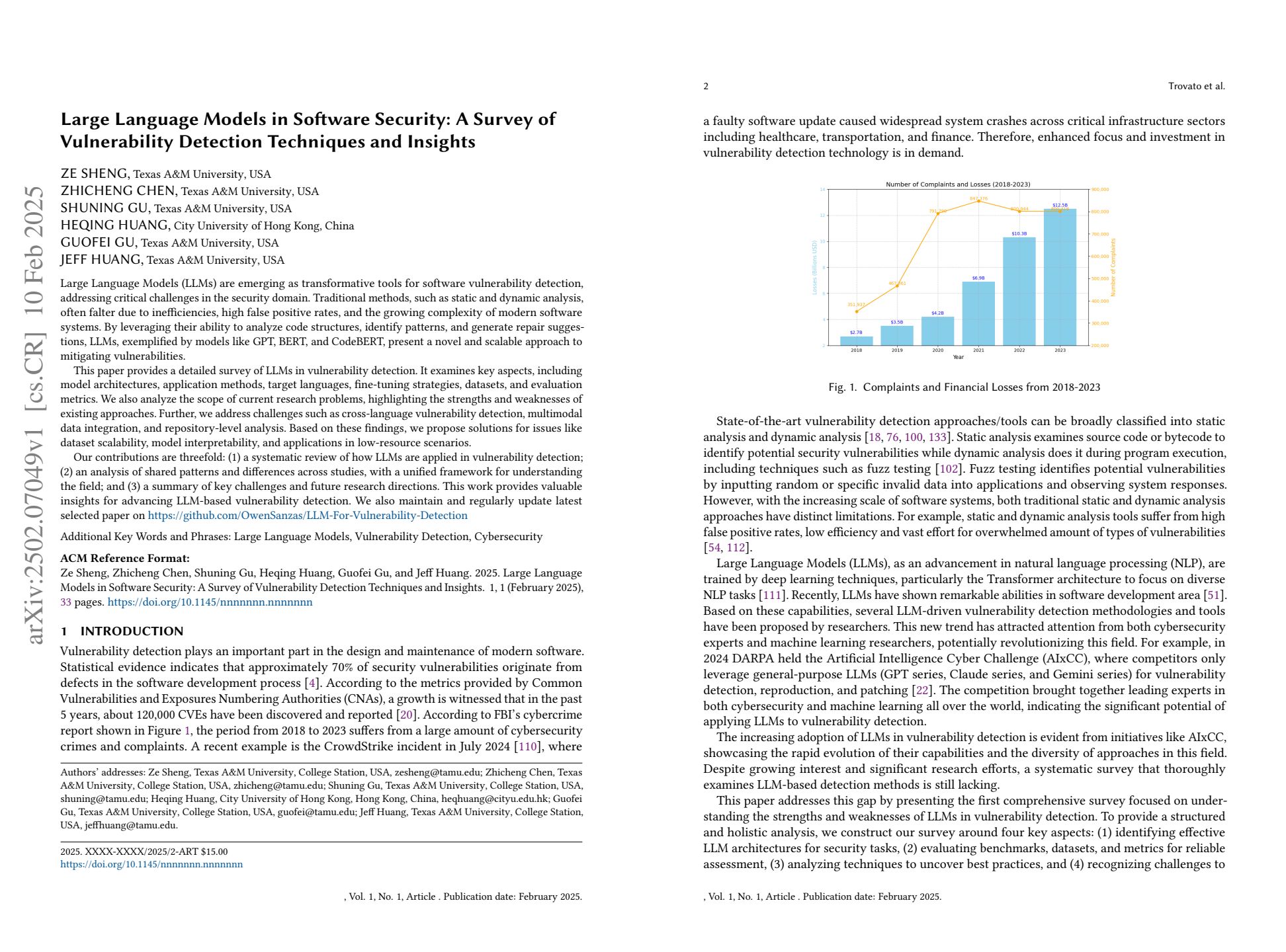 Large Language Models in Software Security: A Survey of Vulnerability Detection Techniques and ...